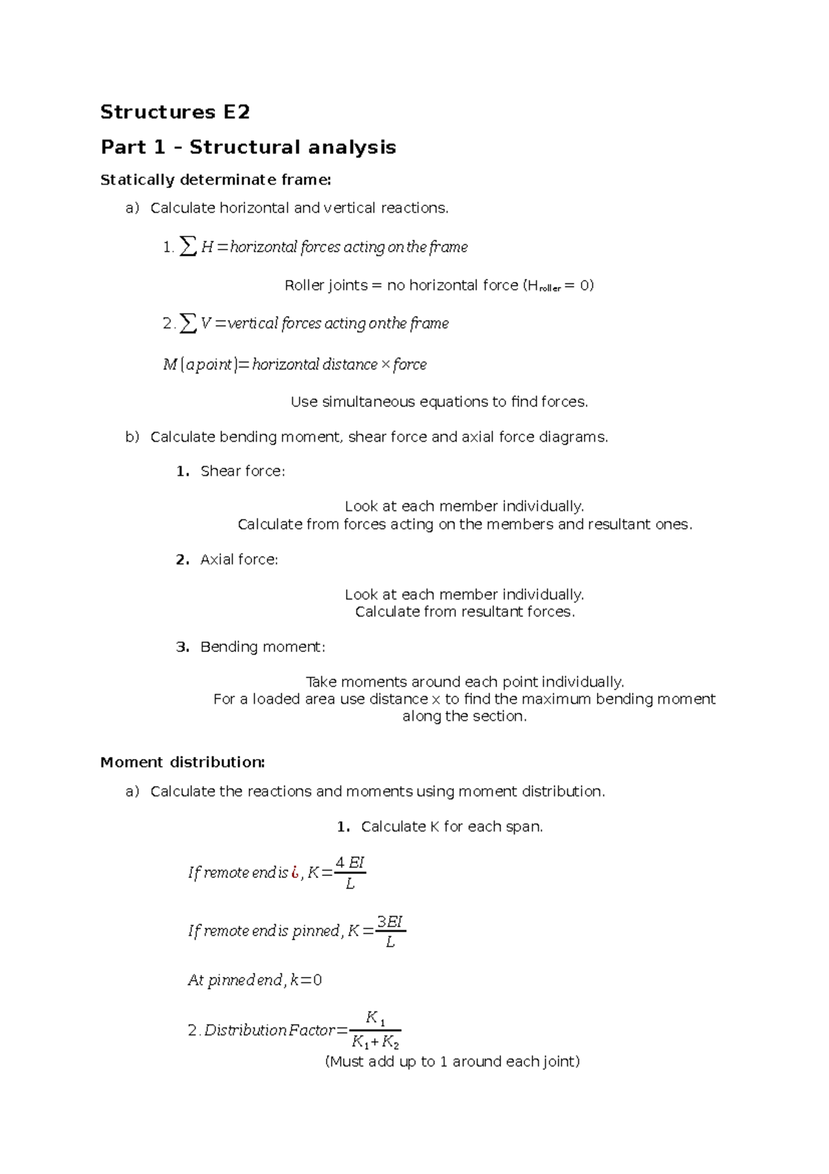Structures E2 - Part 1 - Summary Civil engineering - Structures E Part ...