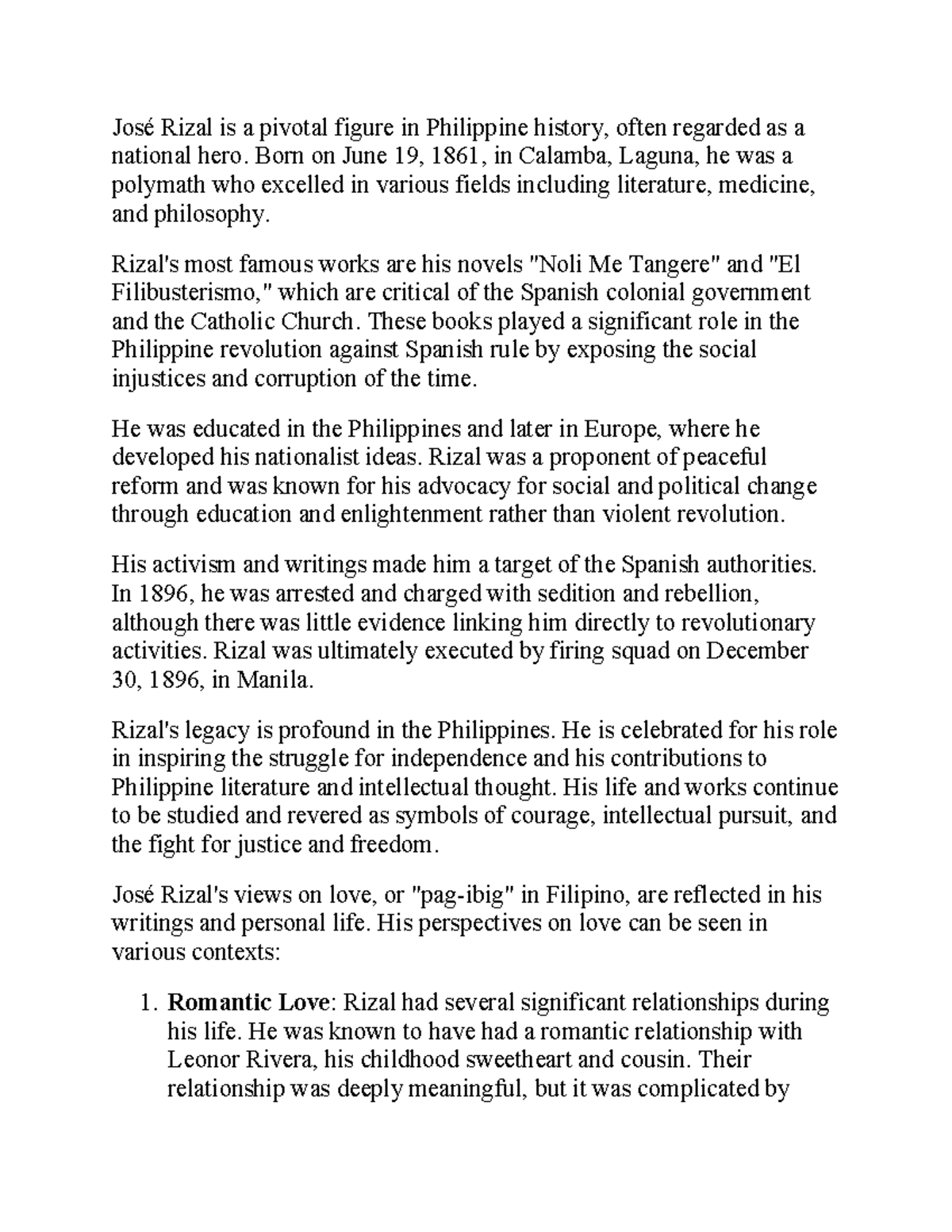 José Rizal - ahdjhajsmbdse - José Rizal is a pivotal figure in ...