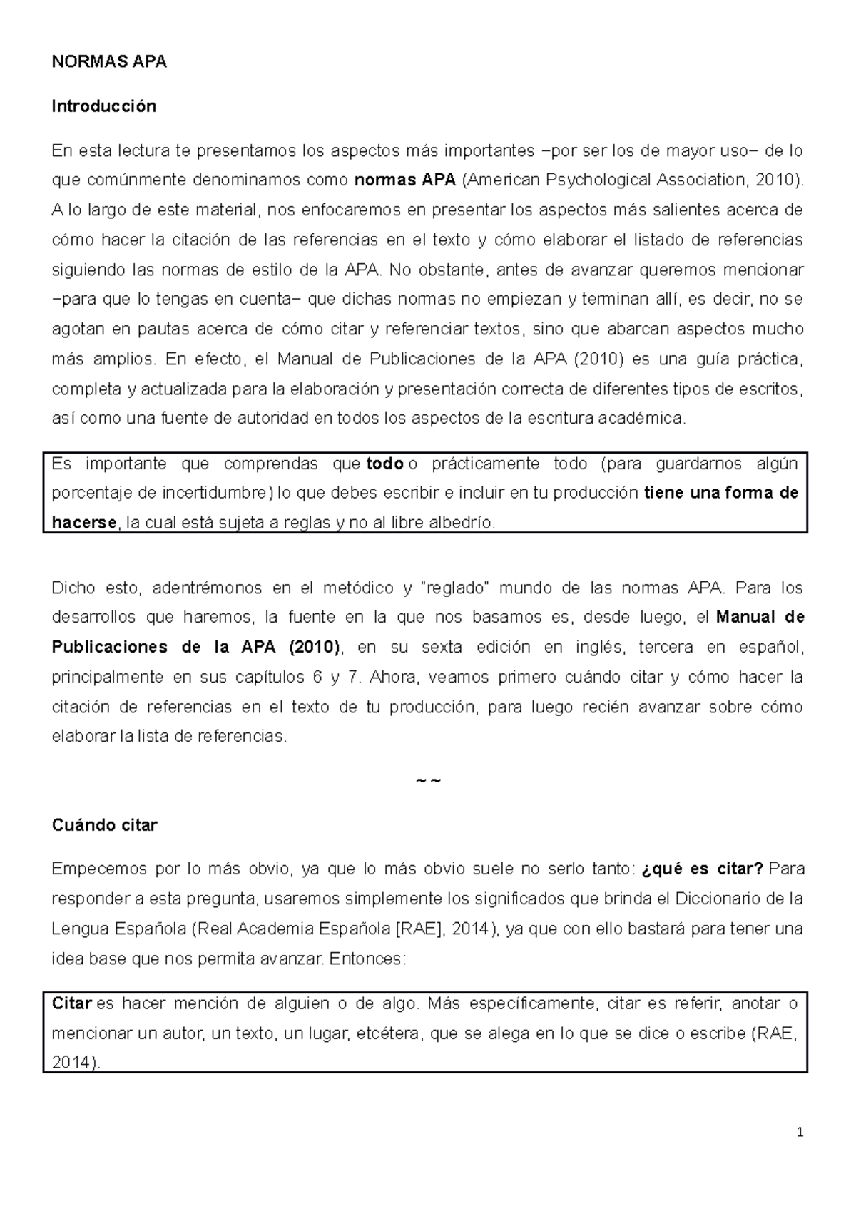 Normas APA - Apuntes para lectura - NORMAS APA Introducción En esta ...