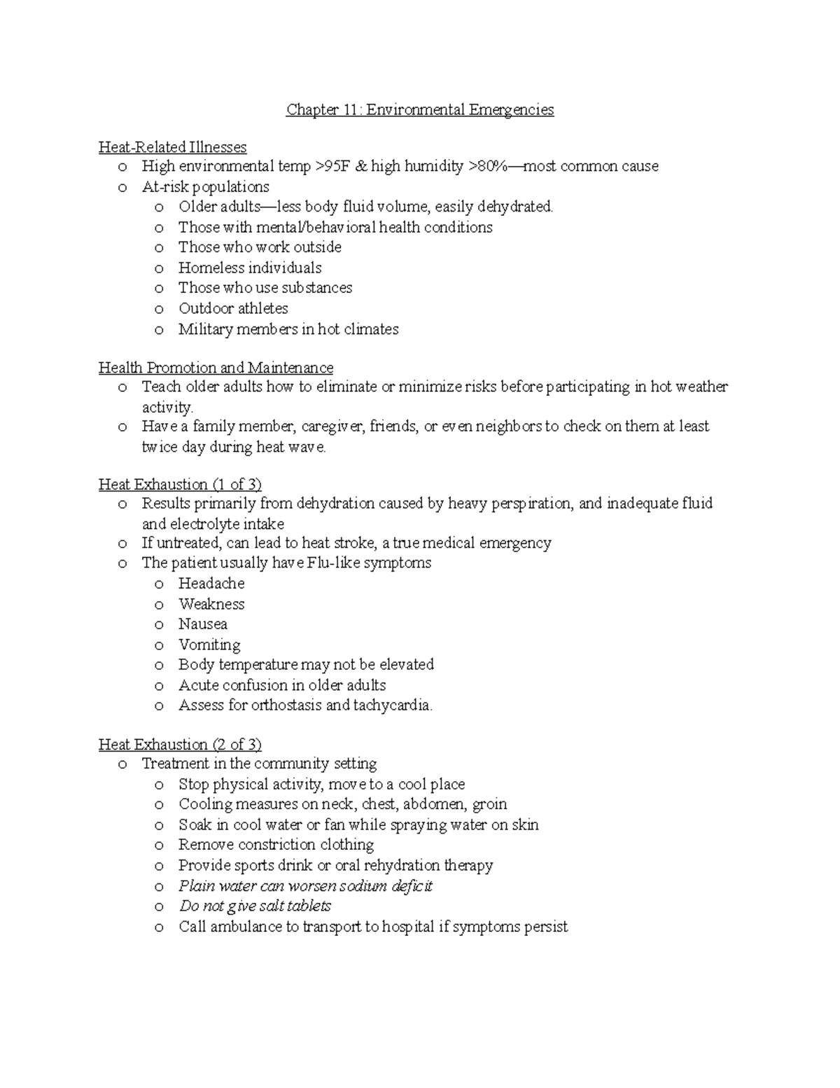 Chapter 11 Environmental Emergencies - Chapter 11: Environmental ...