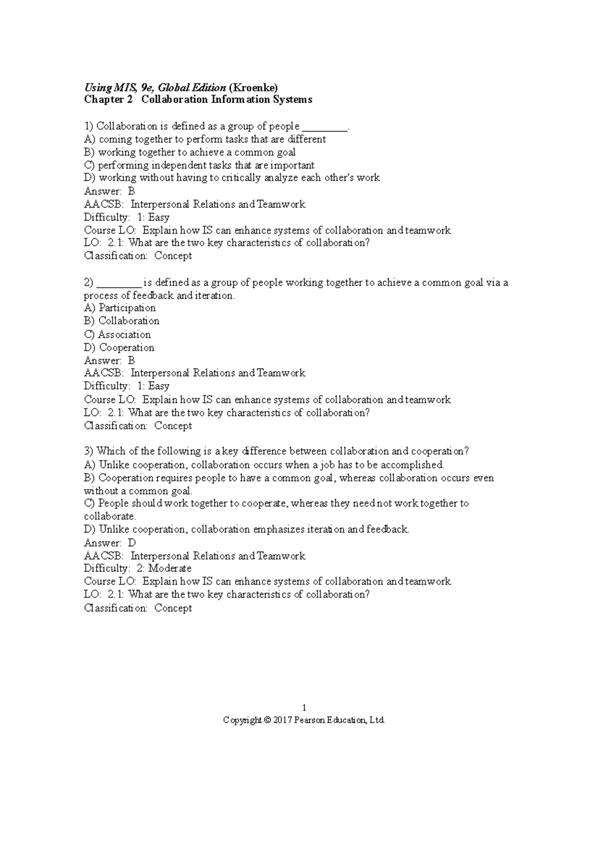 Chapter 02 MIS - Using MIS, 9e, Global Edition (Kroenke) chap 2 - Using MIS, 9e, Global Edition ...
