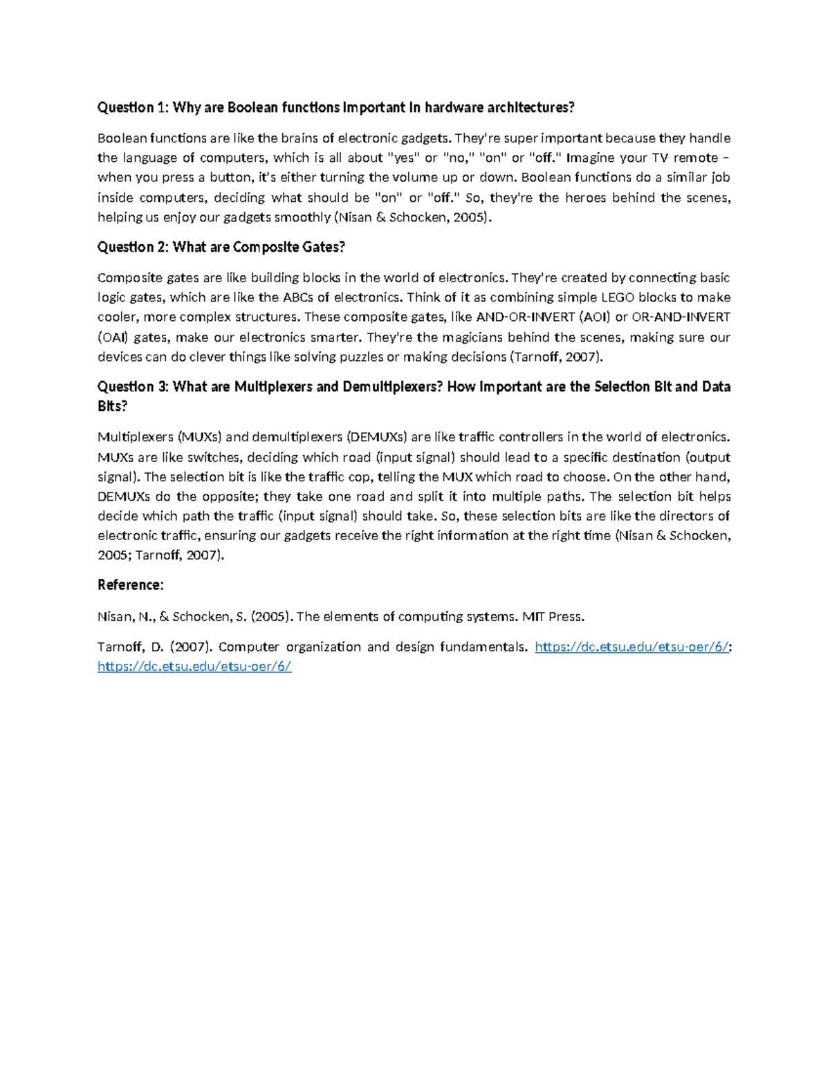 Discussion Assignment 1 Question 1 Why Are Boolean Functions Important In Hardware