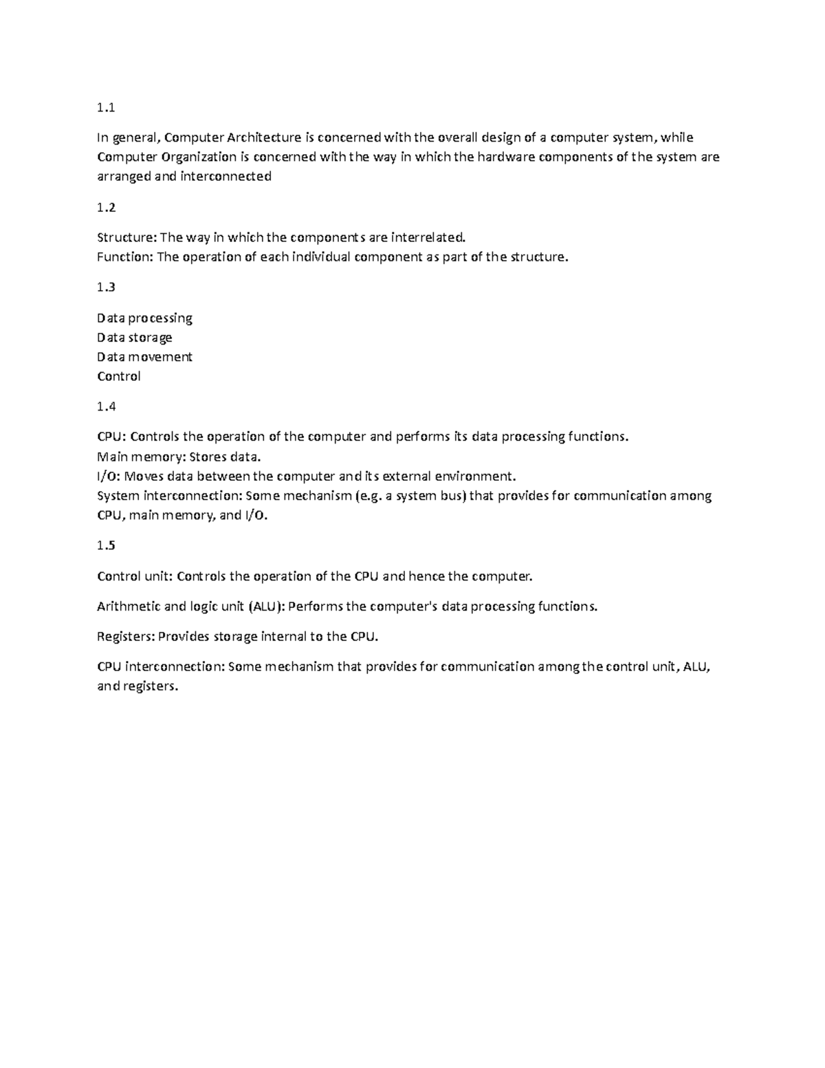 Chapter 1 CEA - lalalalalala - 1. In general, Computer Architecture is concerned with the ...