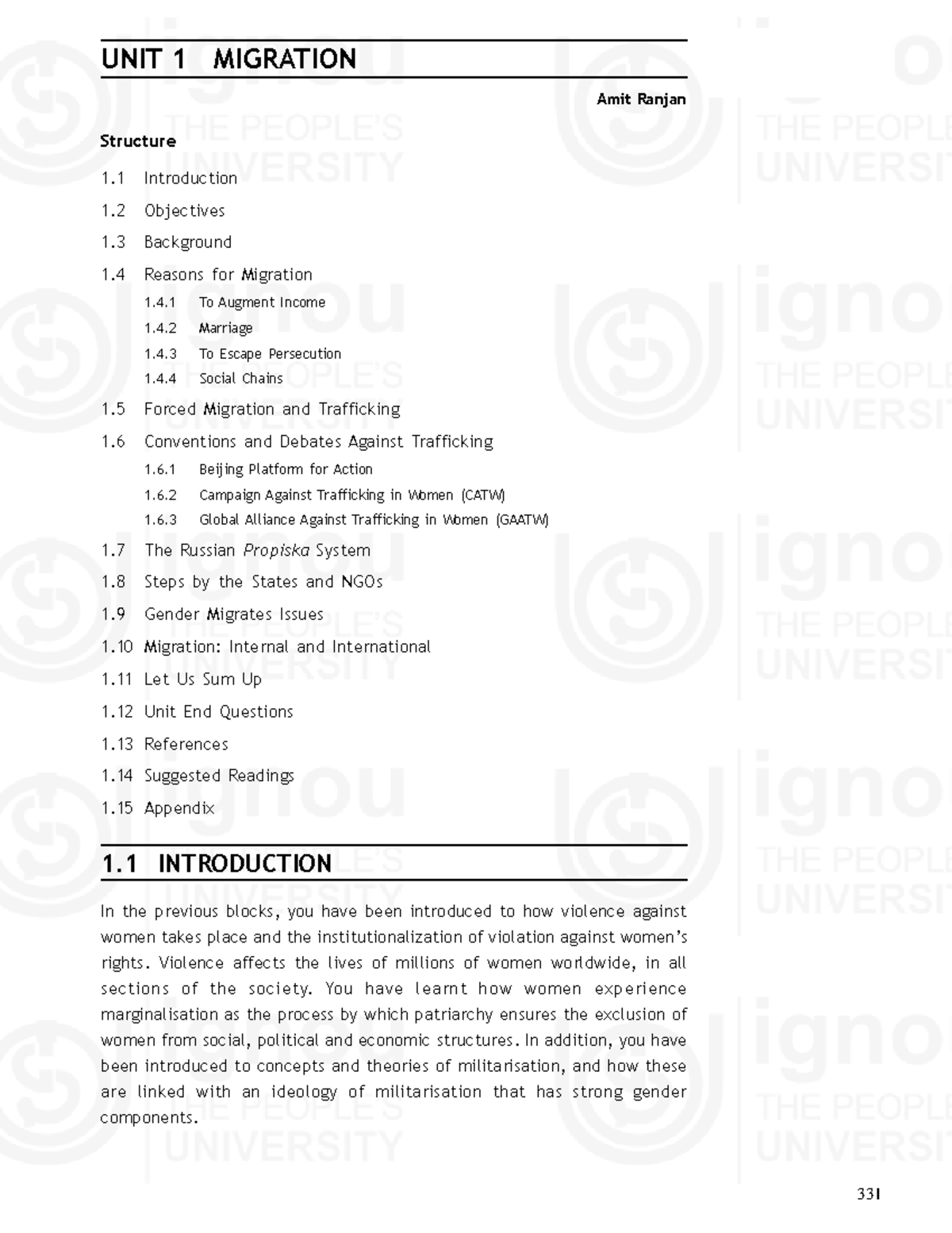MWG-006-B5-U1 Migration - Migration UNIT 1 MIGRATION Amit Ranjan Structure 1 Introduction 1 ...
