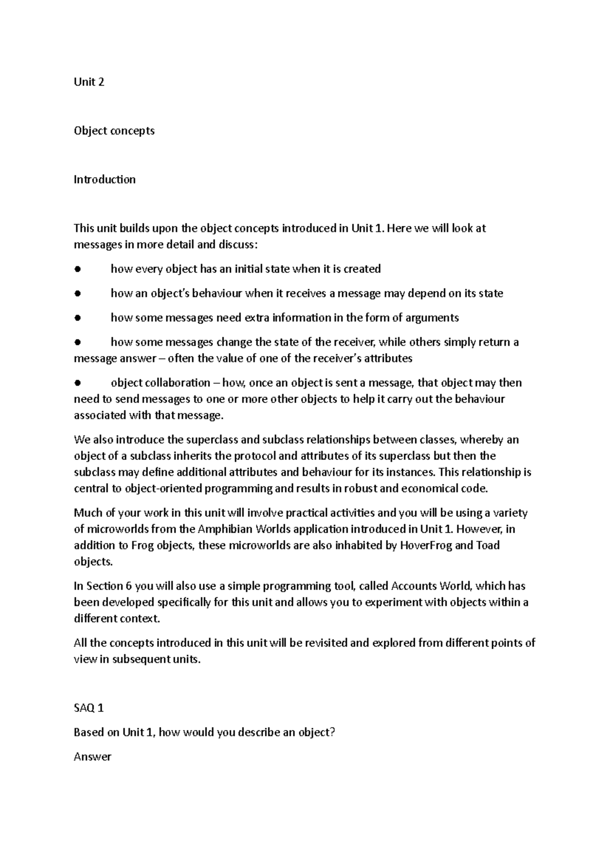 Unit 2 - intro, 2 - in depth notes from each of the units of the M250 ...