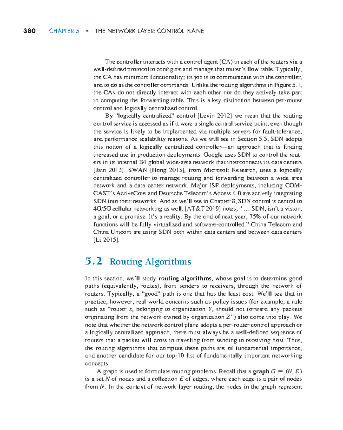 Routing Algorithms by James W. Kurose, Keith W. Ross - 380 CHAPTER 5 • THE NETWORK LAYER ...