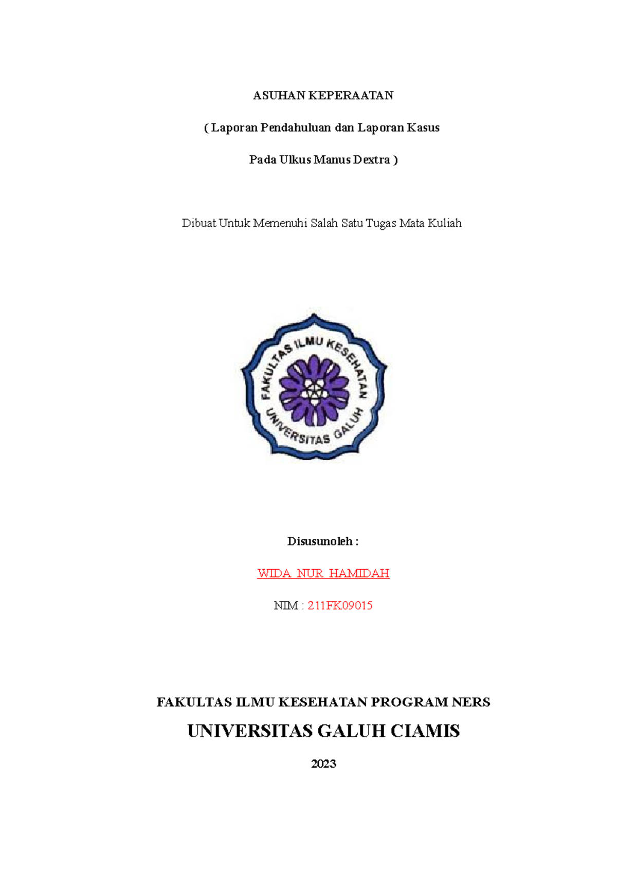 LP LK ULKU manus - laporan kasus pasen ulkus - ASUHAN KEPERAATAN ...