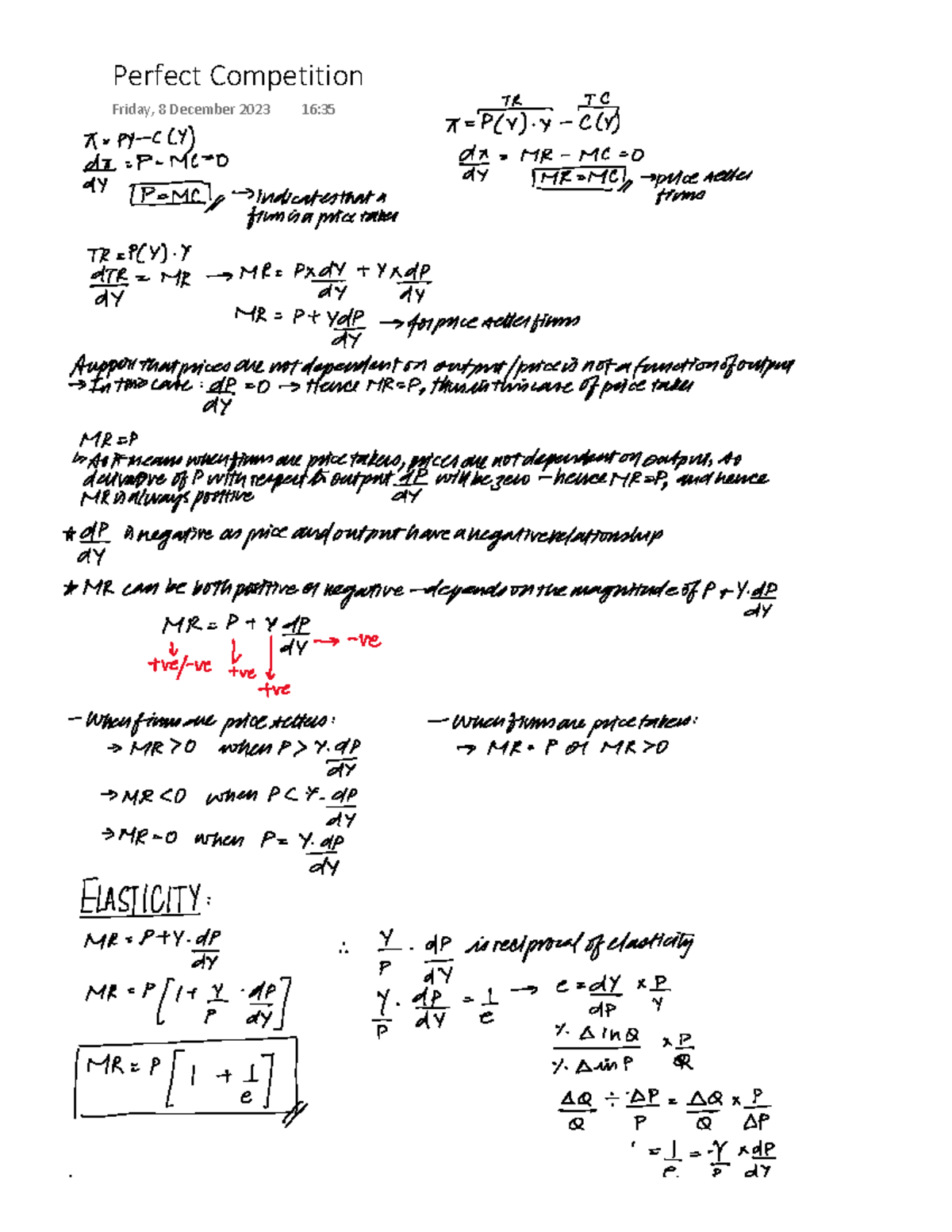 Perfect Comp - Lecture notes - Intermediate Micro - Perfect Competition ...