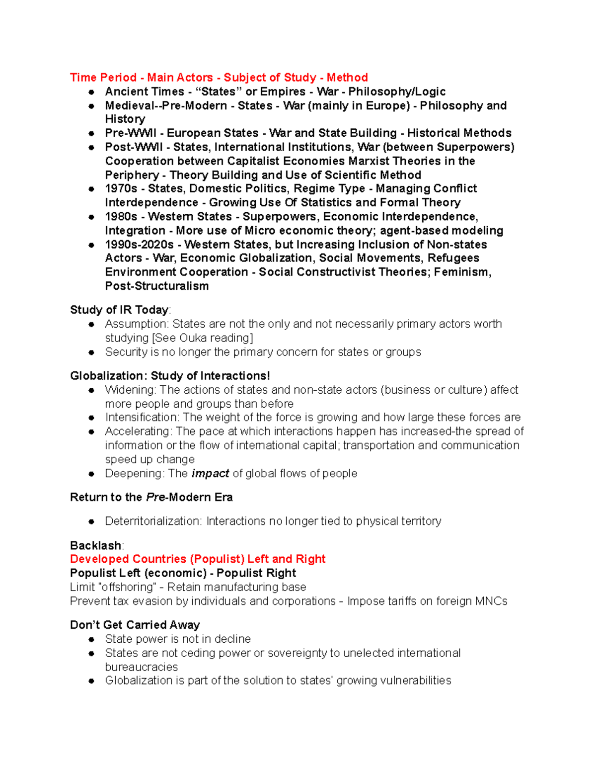 Class Notes #2 8 27 20 - Time Period - Main Actors - Subject of Study ...