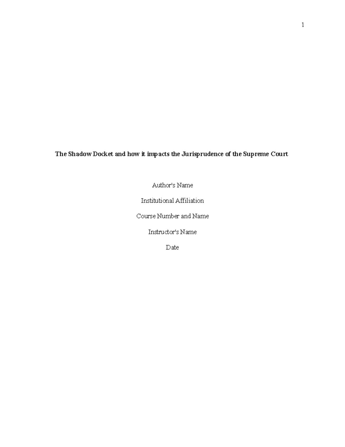 USA LAW paper assignmnet - The Shadow Docket and how it impacts the ...