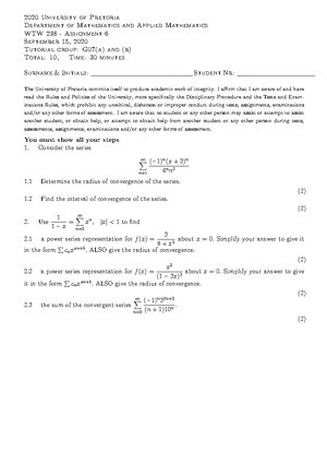 Memo Test 3 G08 G09 - Memo for Tut test 3 G4 - WTW 258 - Studocu
