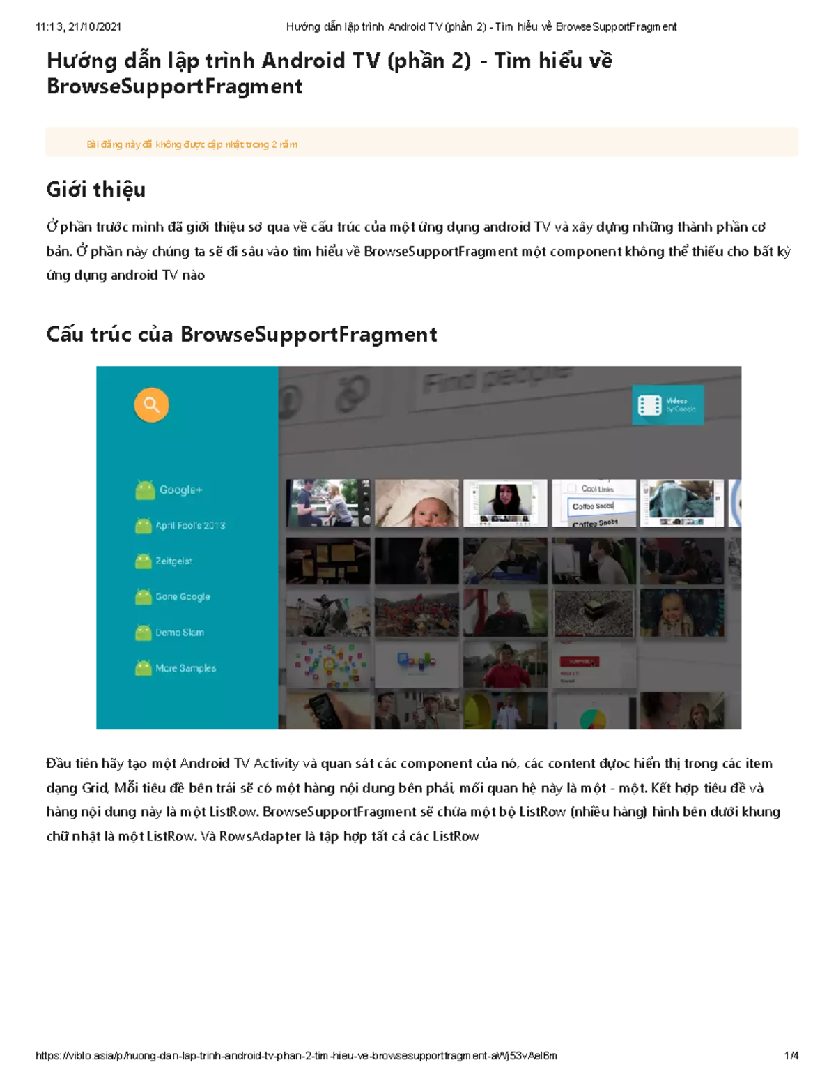 Hướng dẫn lập trình Android TV (phần 2) - Tìm hiểu về Browse Support Fragment - Hướng dẫn lập ...