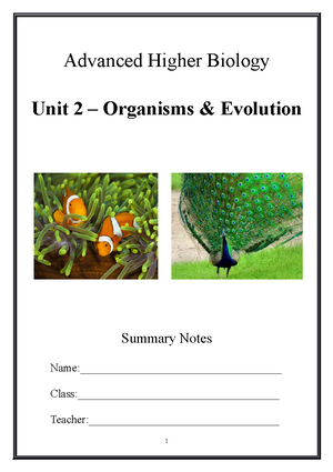 AH Biology Summary Notes - Unit 1 - Advanced Higher Biology Unit 1 ...