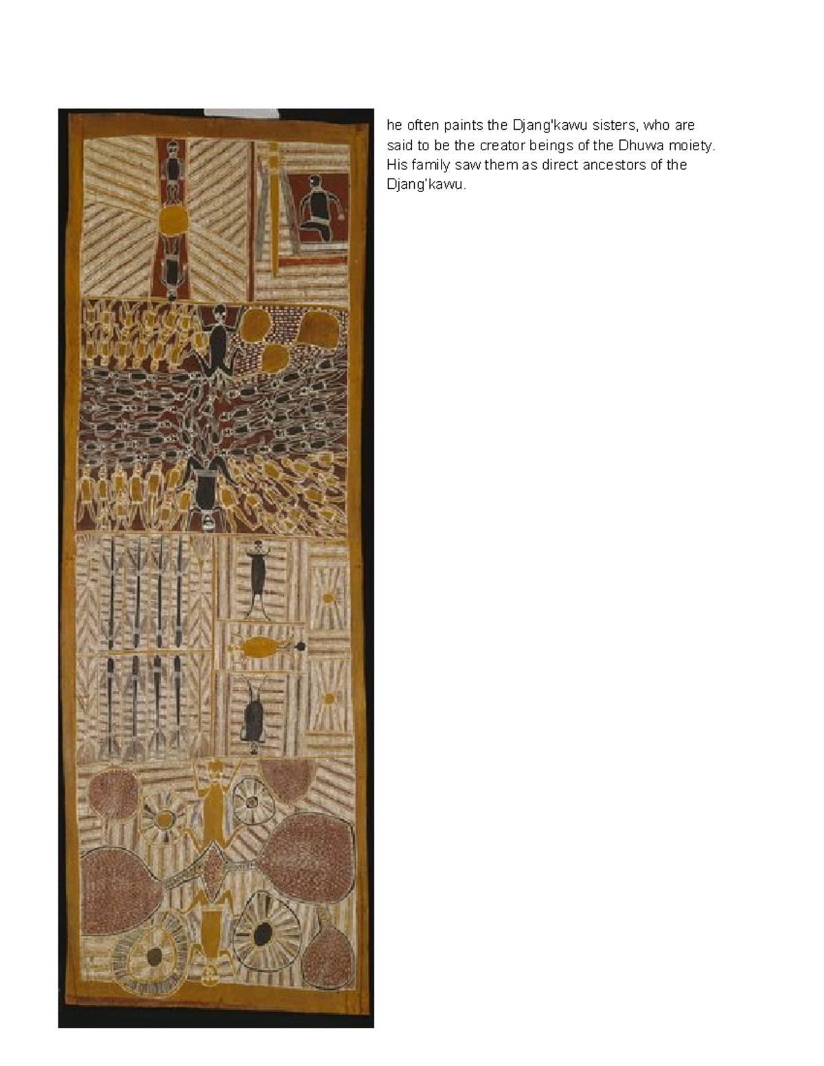 Indigenous artwork assessment - he often paints the Djang'kawu sisters ...