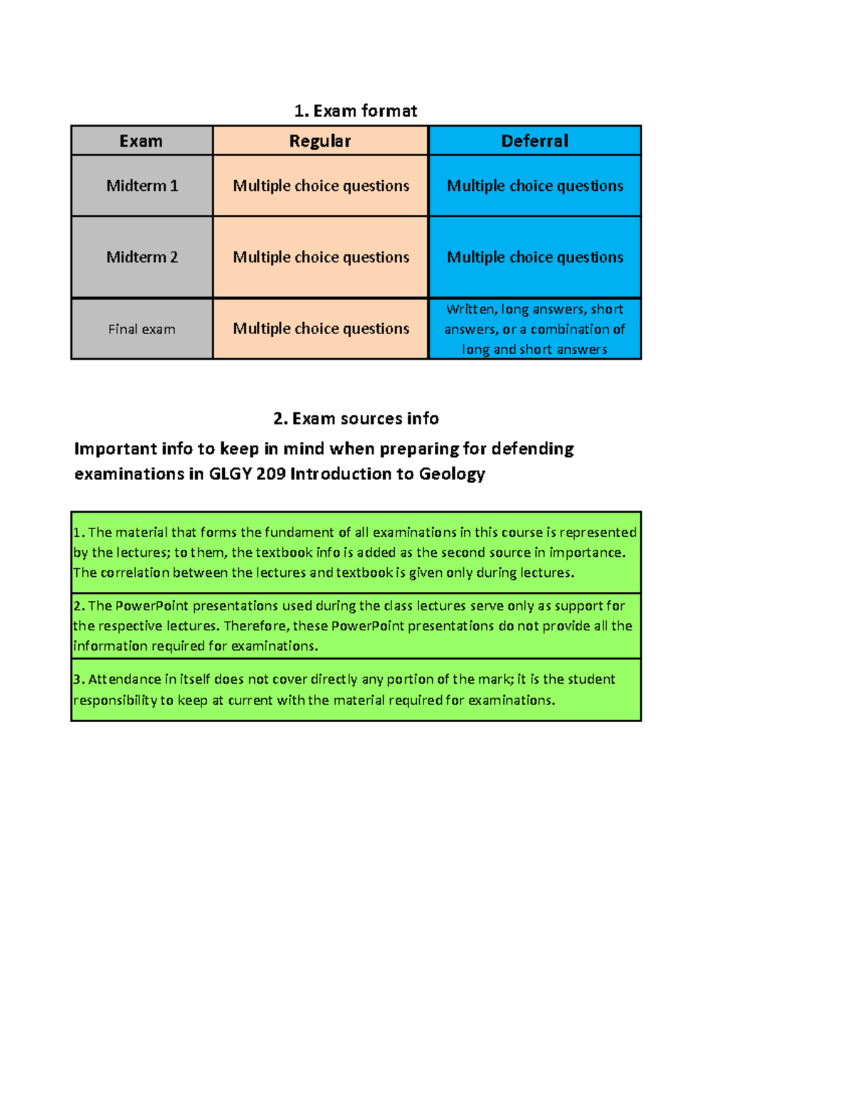 209 Exam format - Exam Regular Deferral Midterm 1 Multiple choice ...