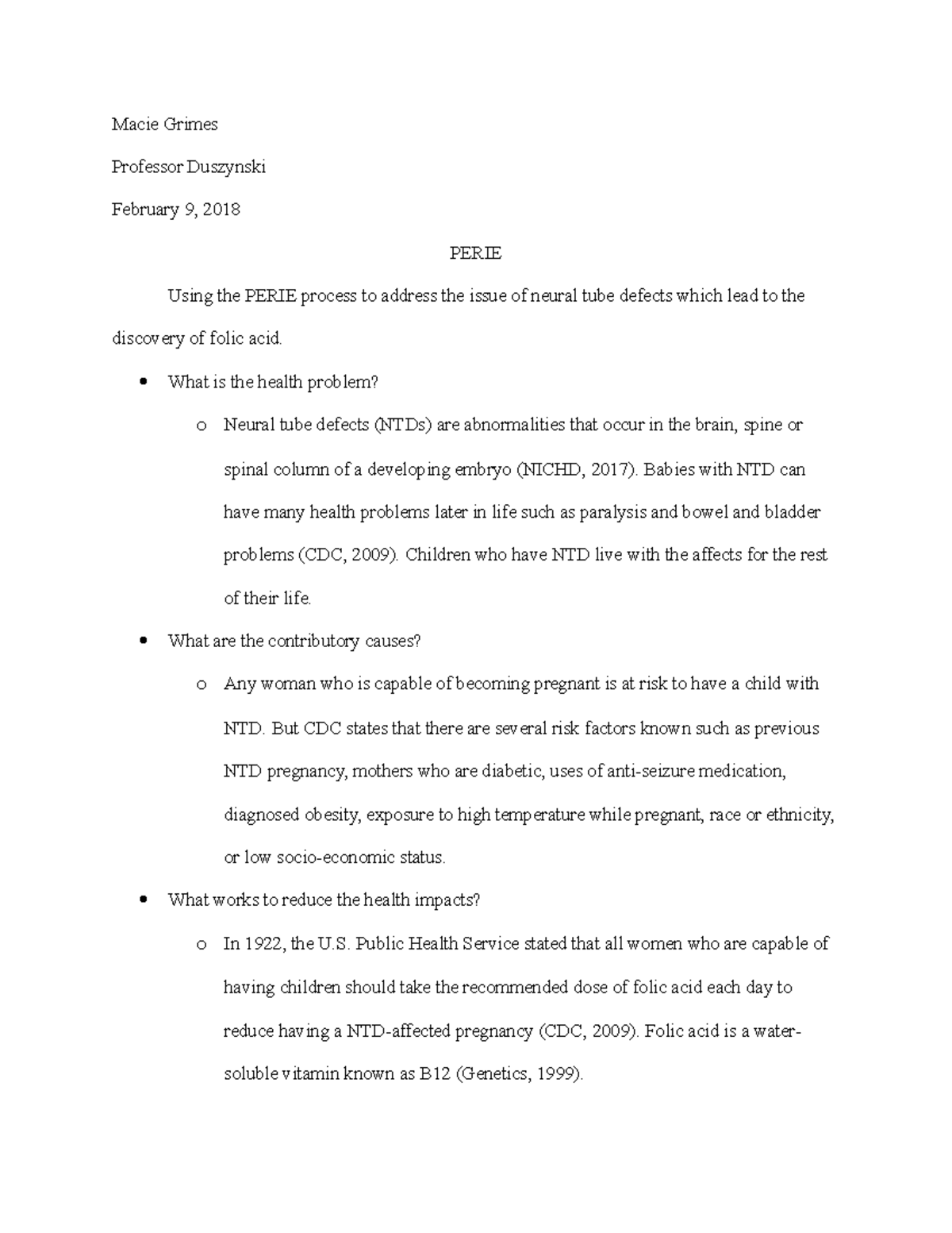Perie - Macie Grimes Professor Duszynski February 9, 2018 PERIE Using ...