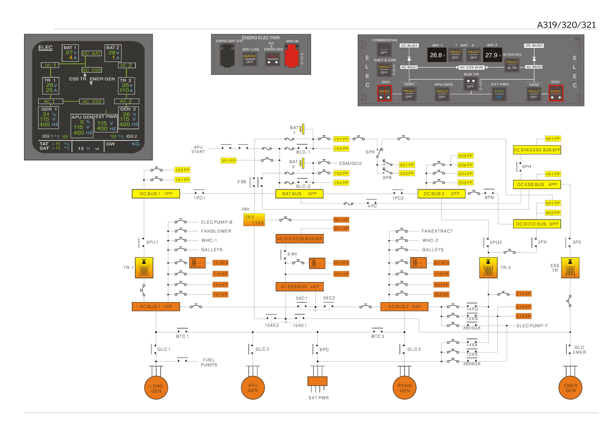 718506483 a320 Ata 24 Catts - 35VU E L E C E L E C AC BUS1 AC BUS APU ...