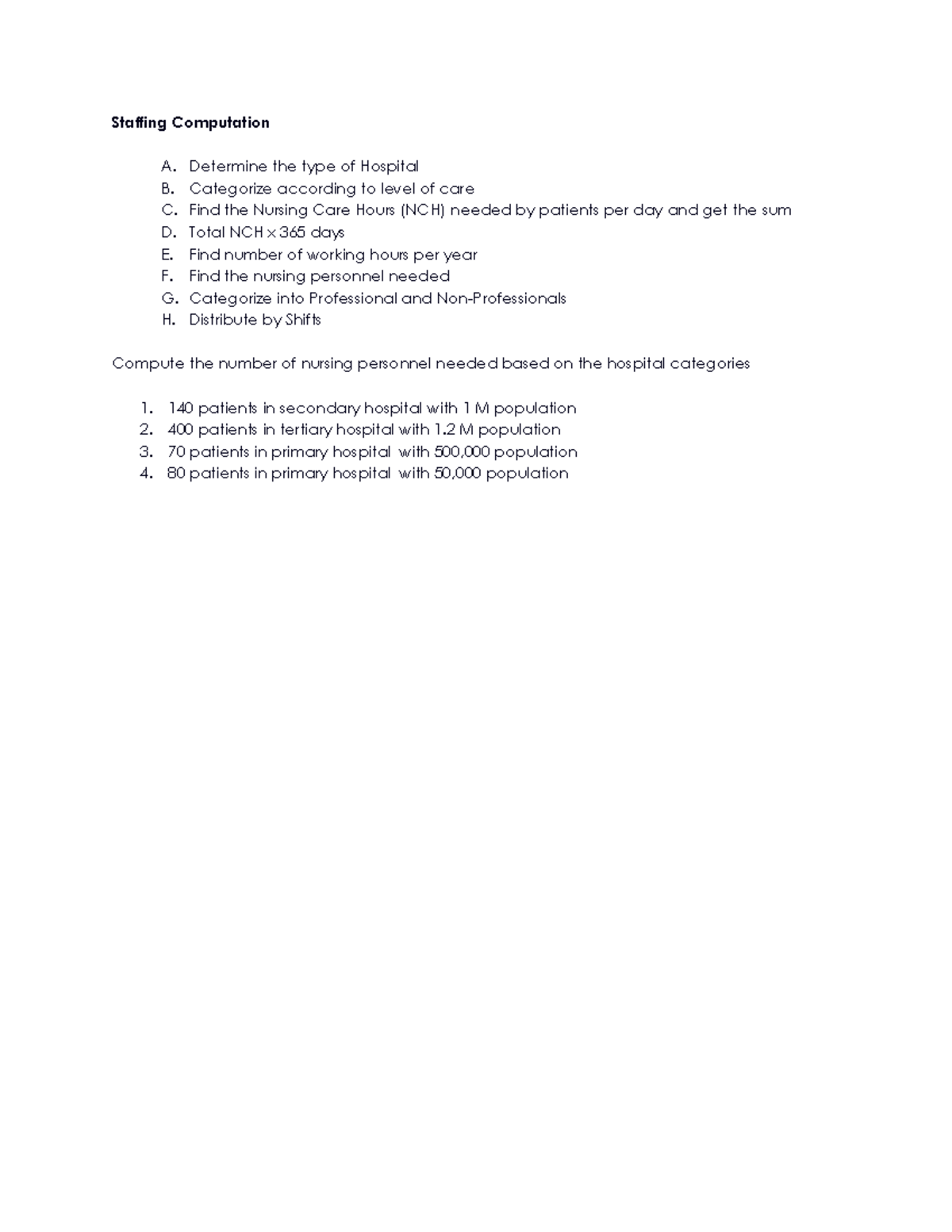 Staffing Computation Post Test - History - BulSU - Studocu