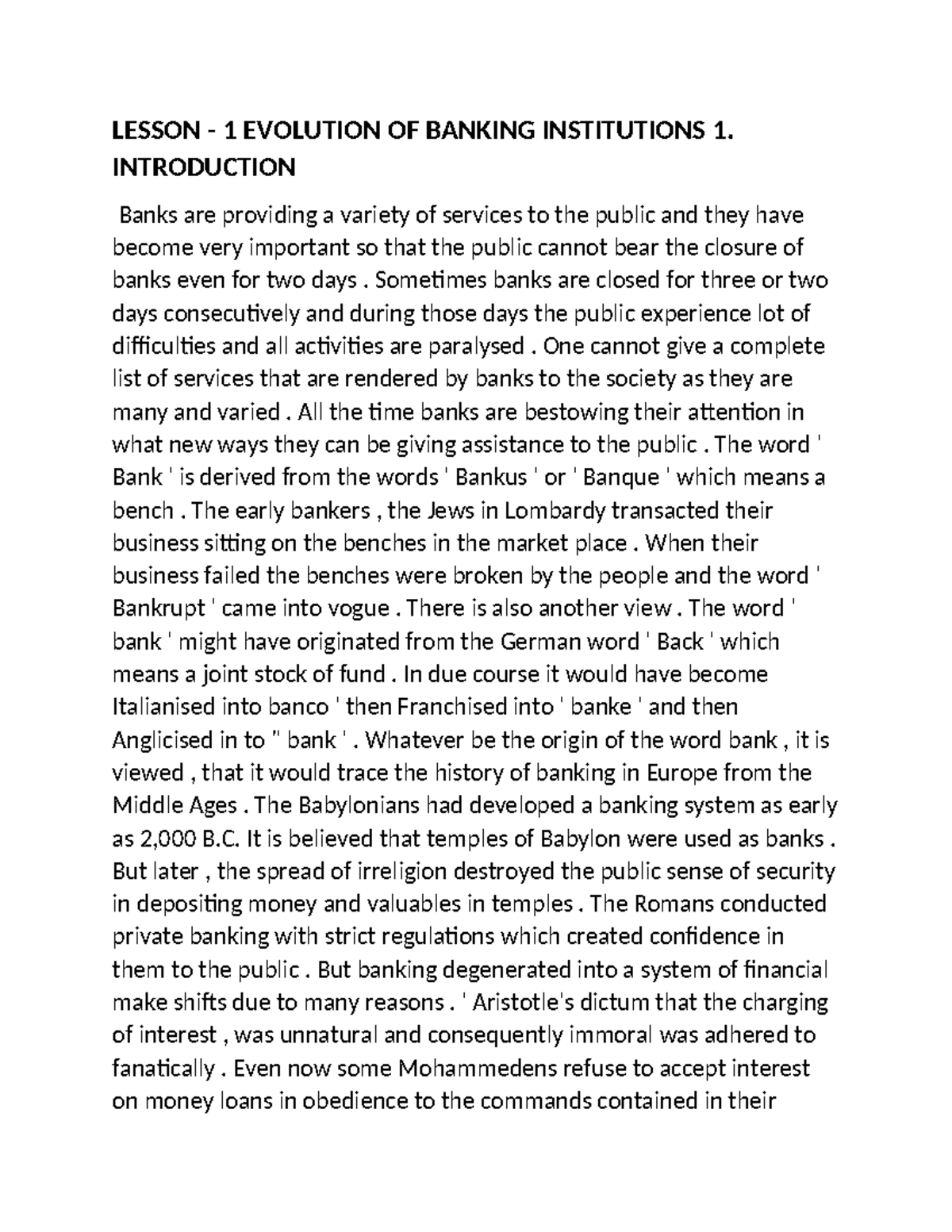 Evolution OF Banking Institutions - LESSON - 1 EVOLUTION OF BANKING ...