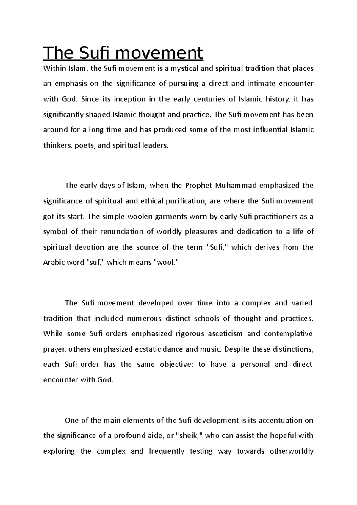 The Sufi movement - The early days of Islam, when the Prophet Muhammad ...