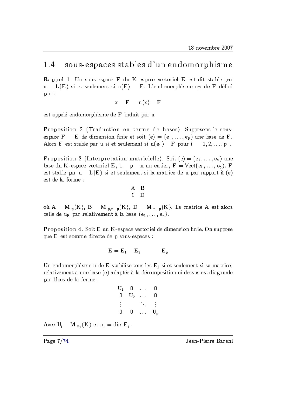 Réduction des endomorphismes-3 - 18 novembre 2007 1 sous-espaces ...