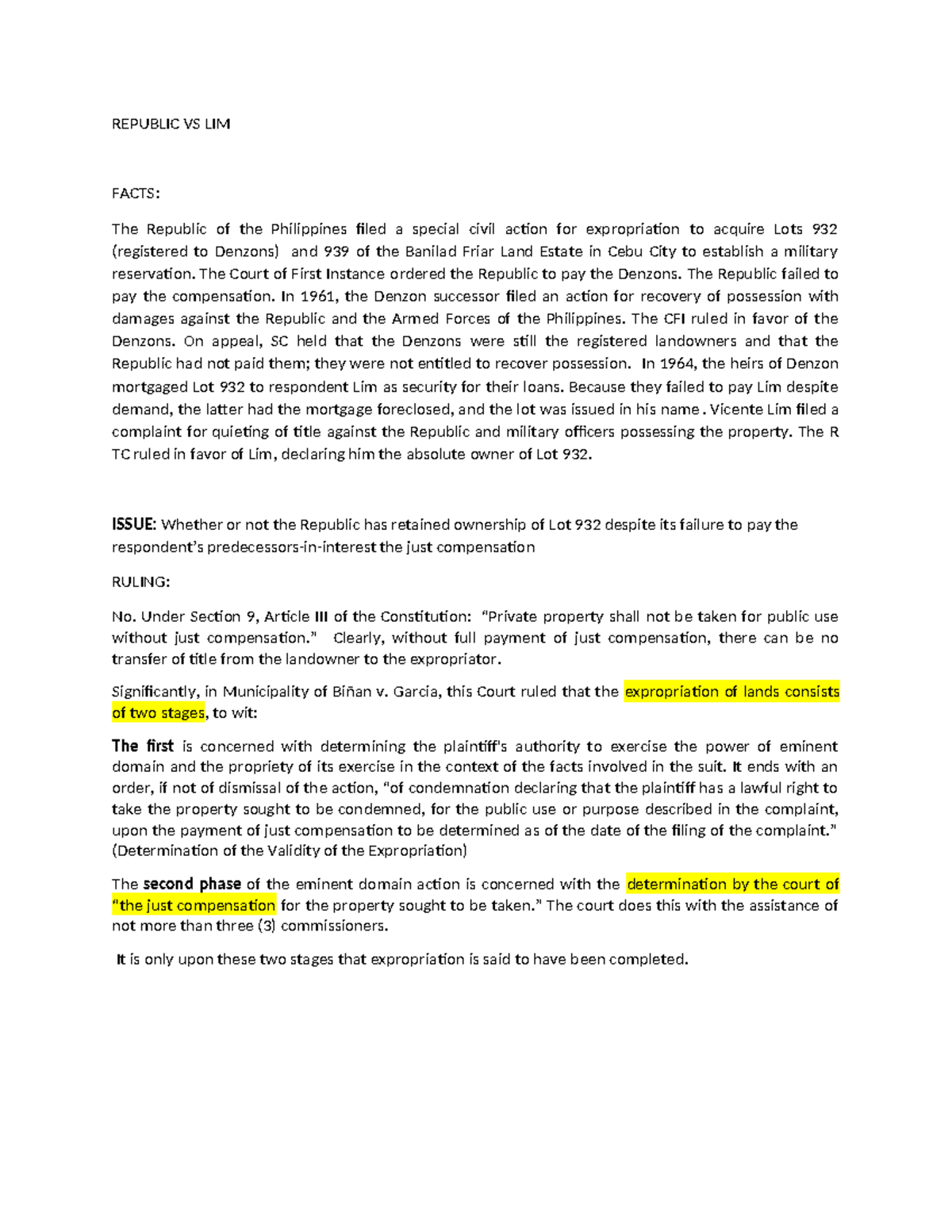 Republic VS LIM - REPUBLIC VS LIM FACTS: The Republic of the ...