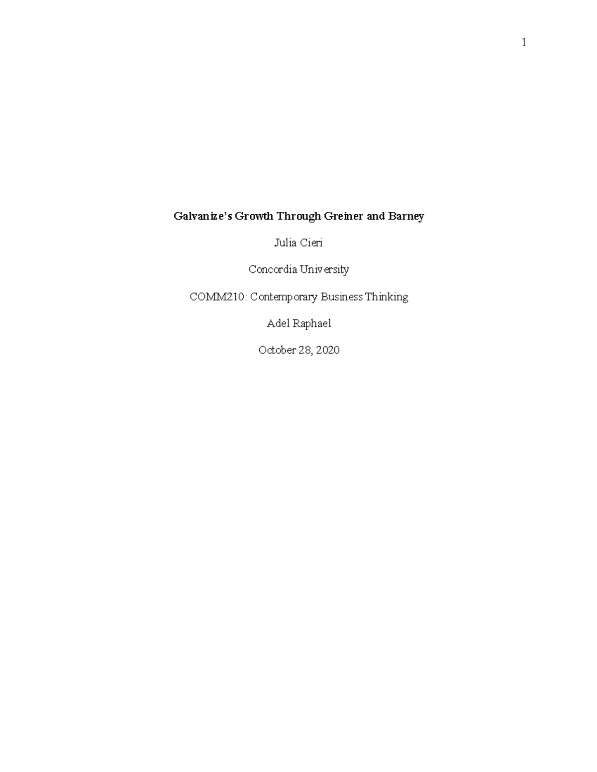 Galvanize - Grade: 78.5% - Galvanize’s Growth Through Greiner and ...