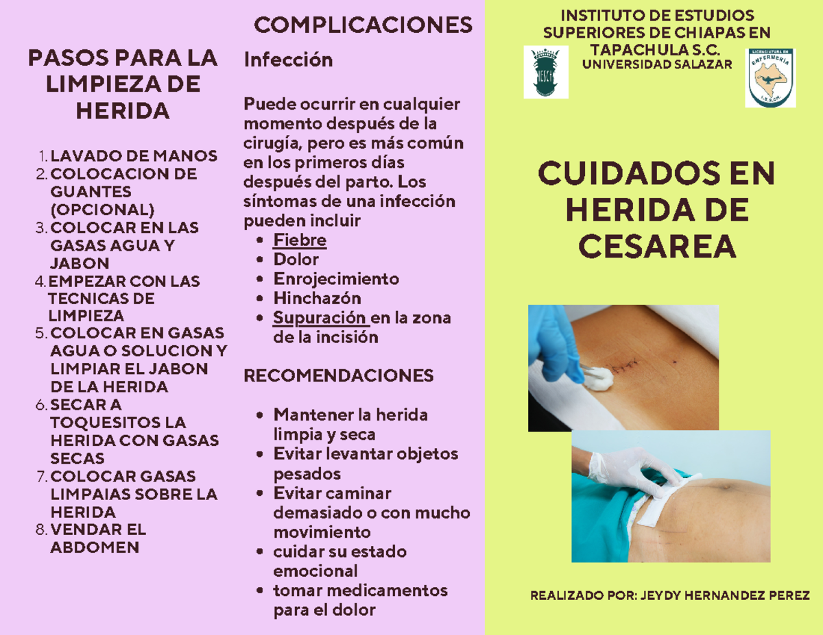 Cuidados en herida de cesarea 100841 - INSTITUTO DE ESTUDIOS SUPERIORES ...