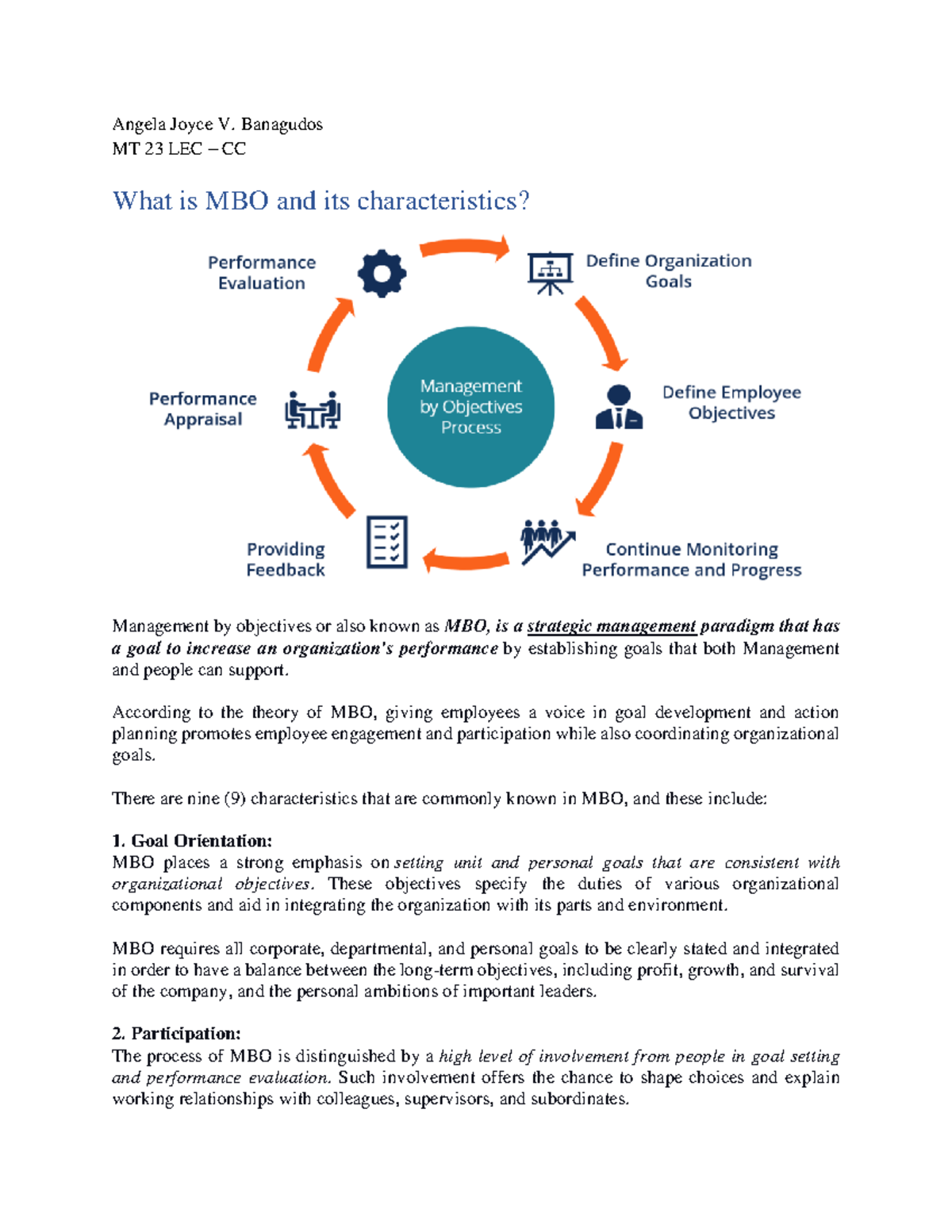 What is MBO and its characteristics - Angela Joyce V. Banagudos MT 23 ...