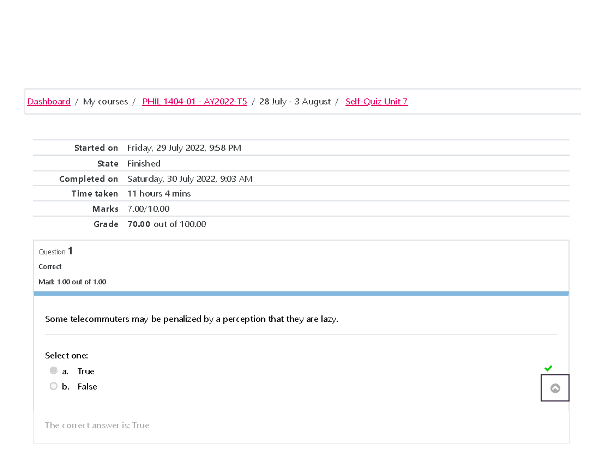 Self-Quiz Unit 7 Attempt review second - Started on Friday, 29 July ...