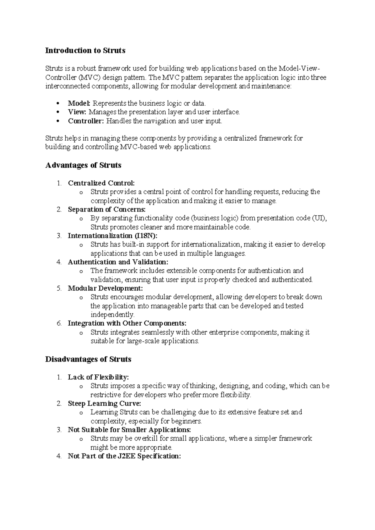 Introduction to Struts - Introduction to Struts Struts is a robust ...