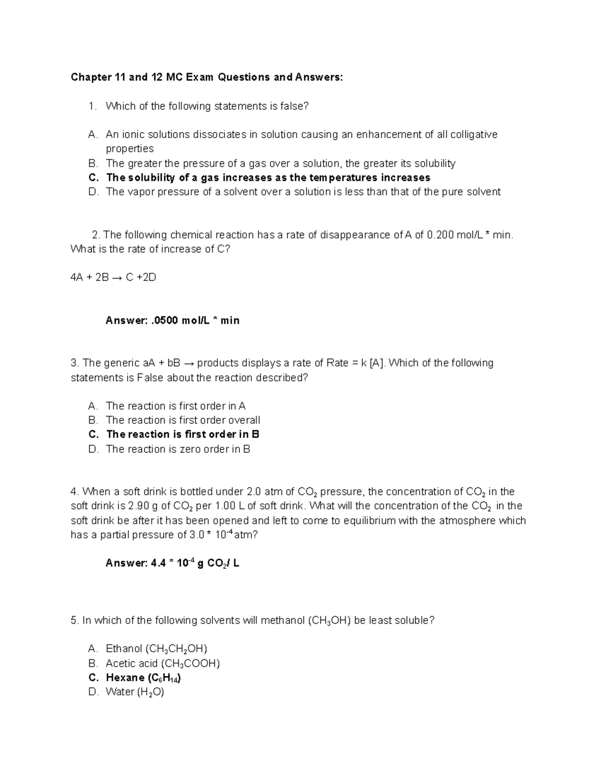 Final Review: All MC Exam Questions and Answers - Chapter 11 and 12 MC ...