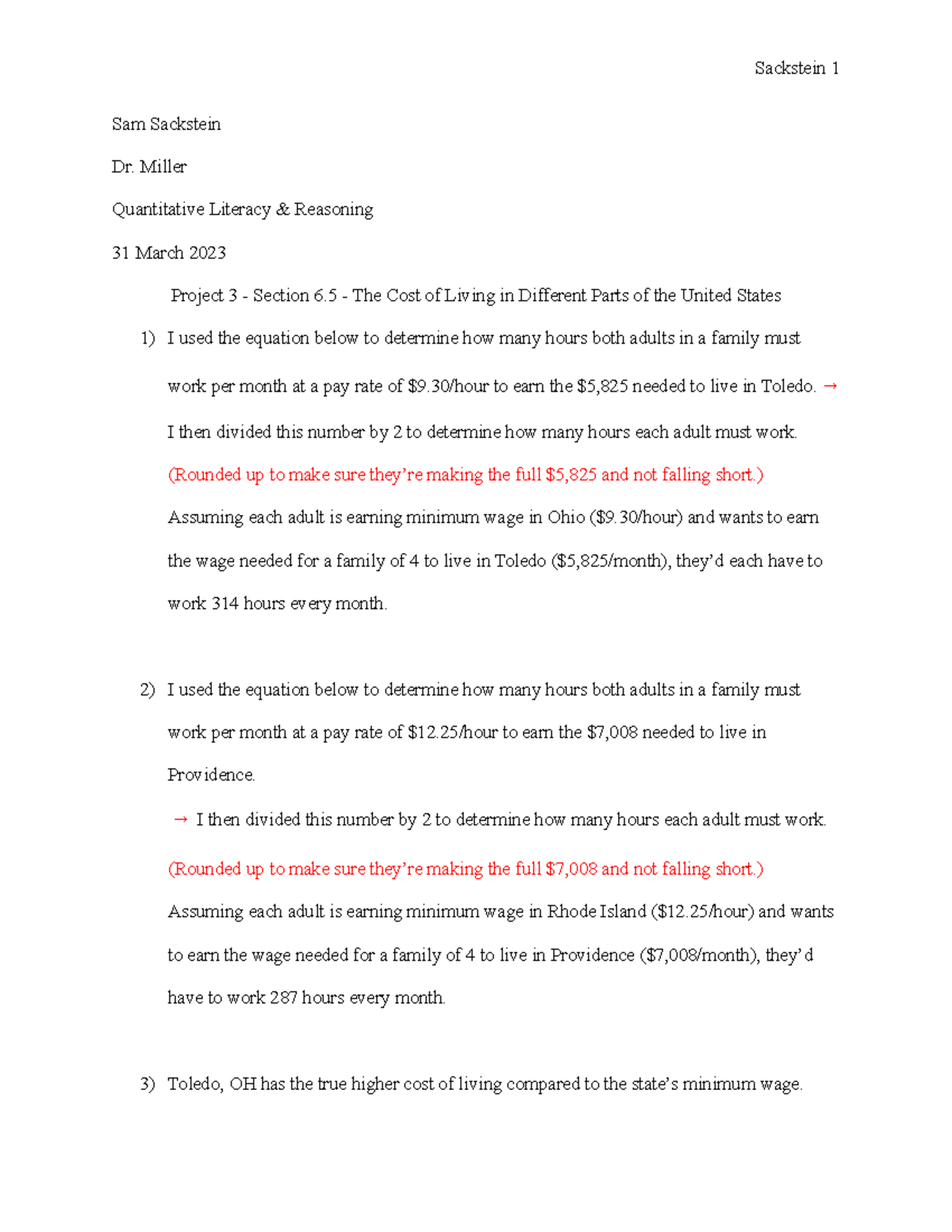 Quant Lit Project 3 - Sackstein 1 Sam Sackstein Dr. Miller Quantitative ...