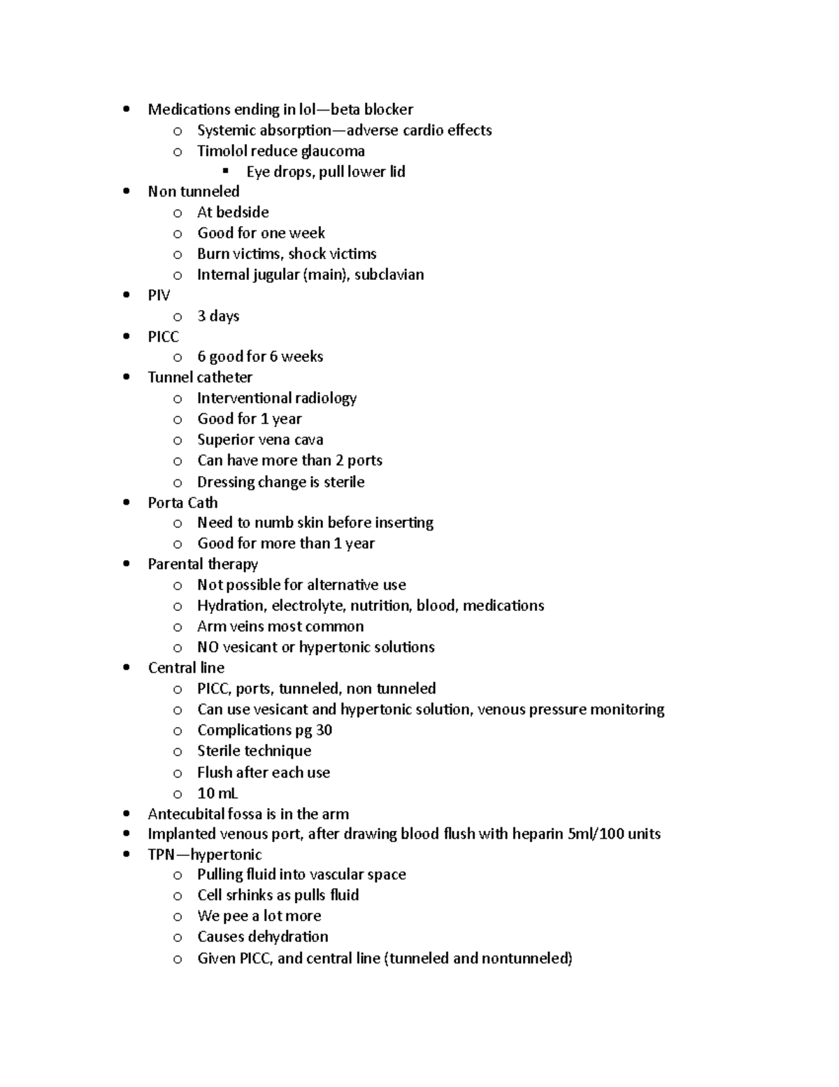 Review day 2 - Medications ending in lol—beta blocker o Systemic ...