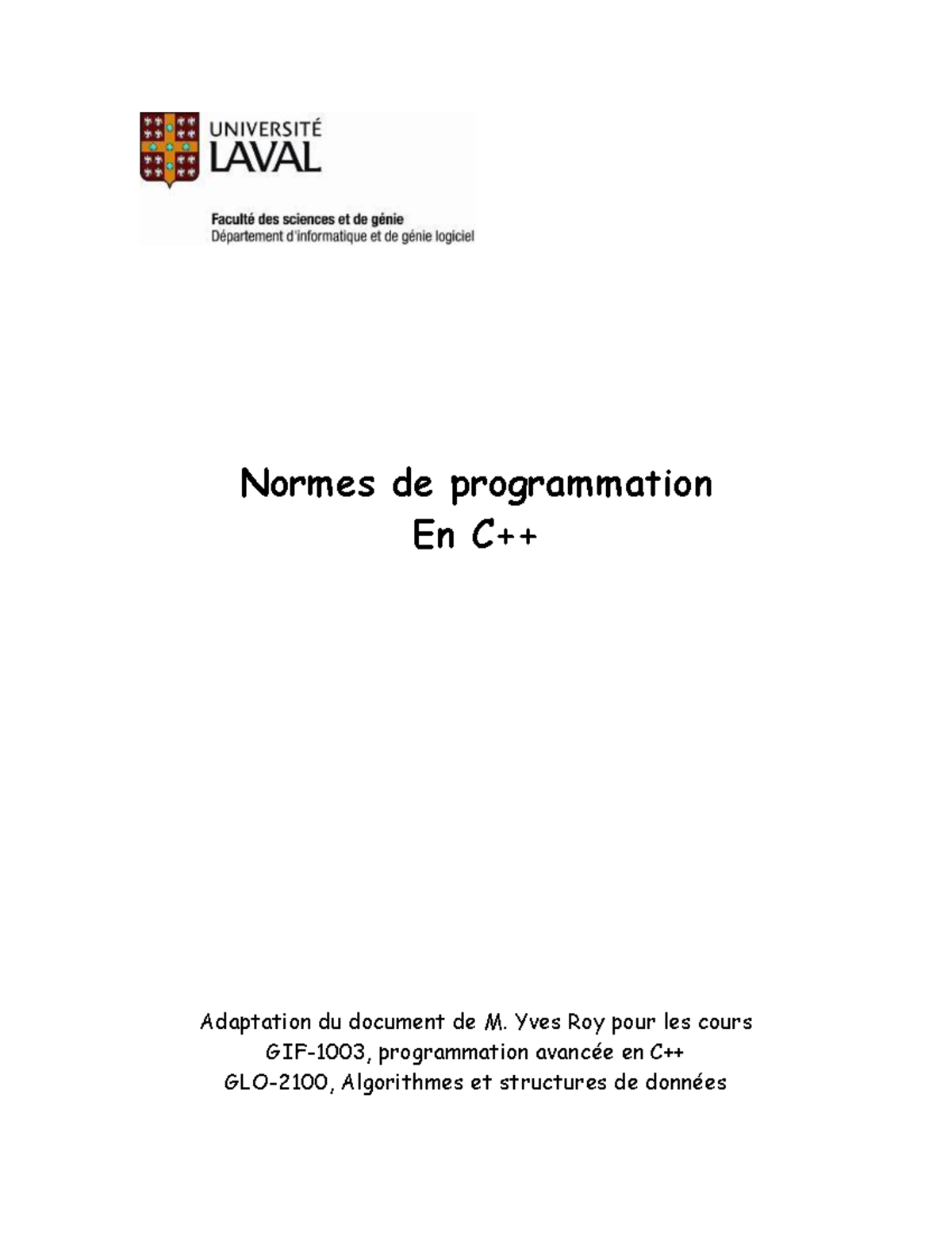 Normes De Programmation Cpp - Normes de programmation En C++ Adaptation du document de M. Yves ...