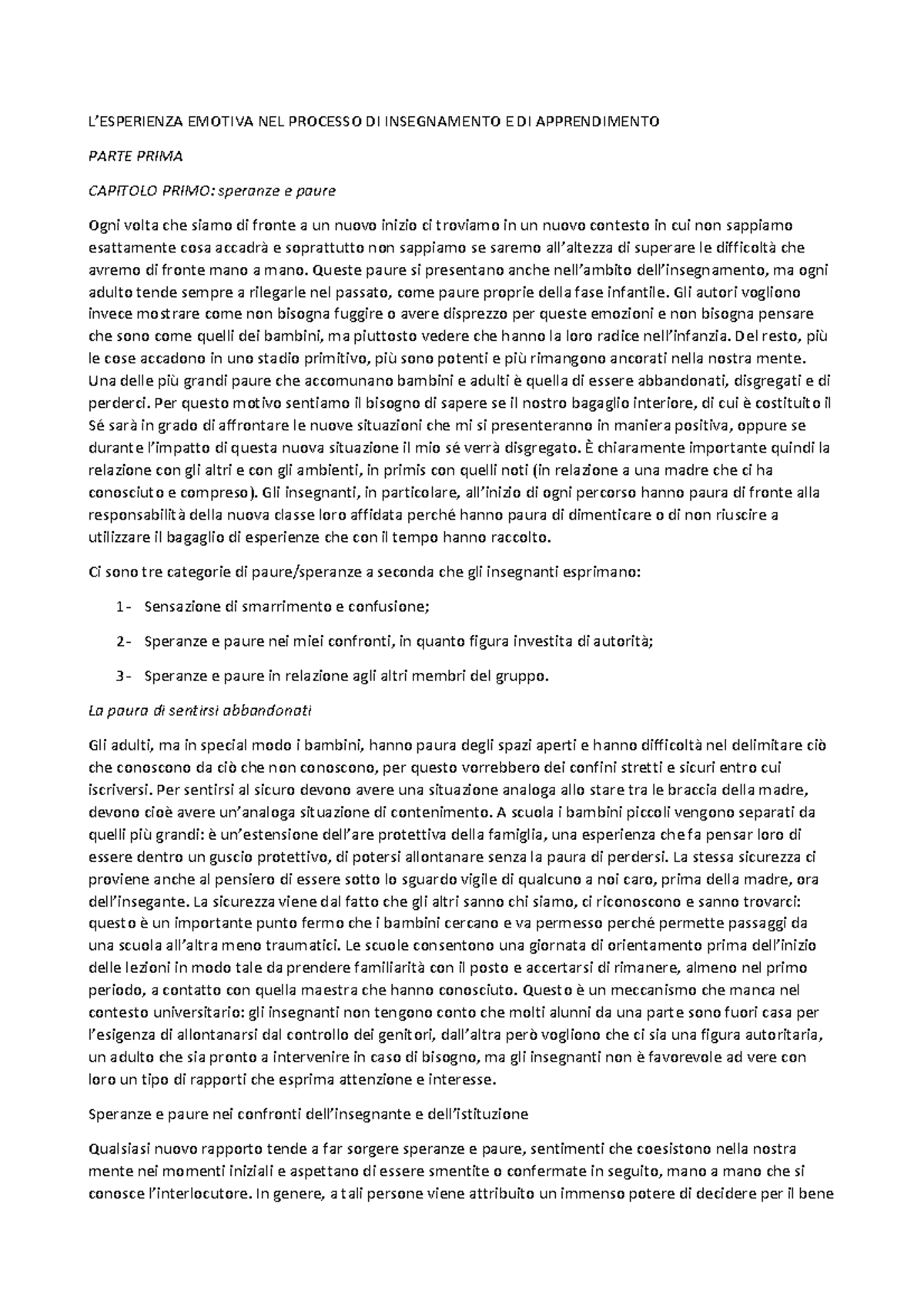 L esperienza emotiva nel processo di insegnamento e di apprendimento ...