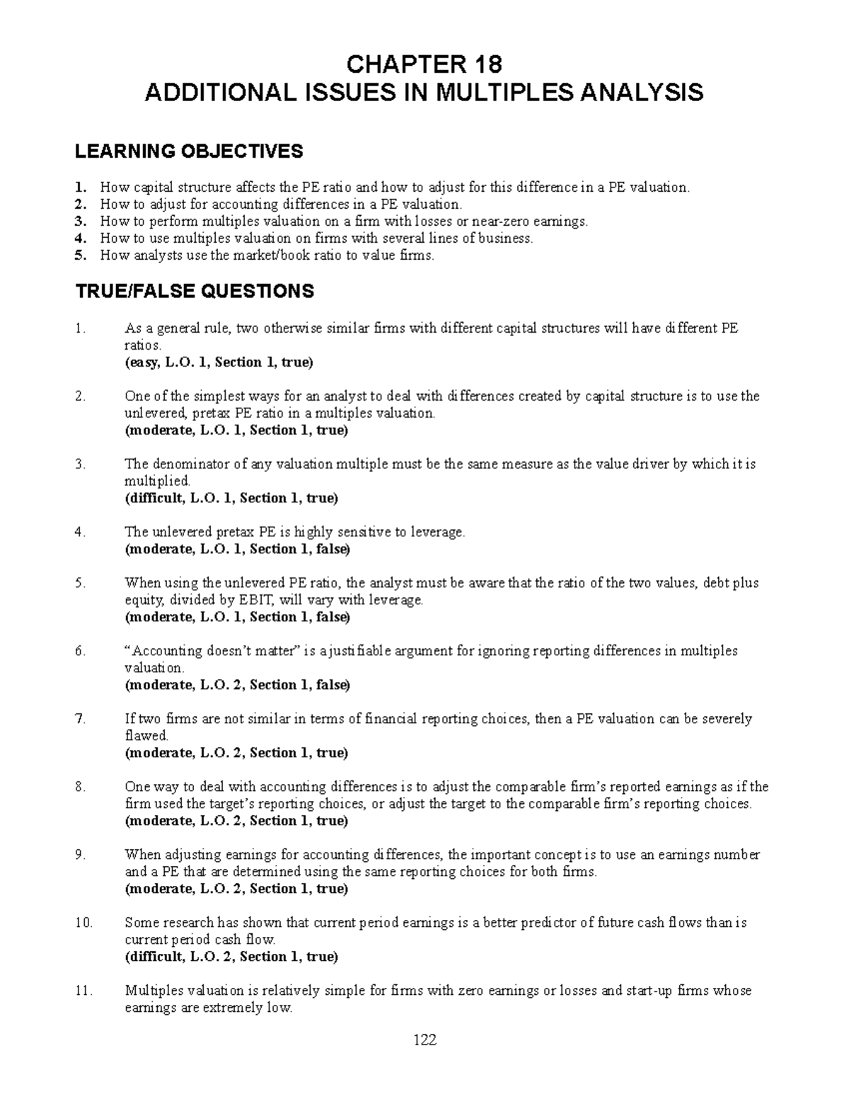 SD18-ADDITIONAL ISSUES IN MULTIPLES ANALYSIS - CHAPTER 18 ADDITIONAL ...