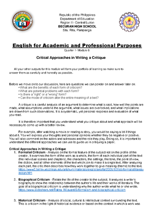 EAPP Quarter 1 Module 1 - mmmmm - English for Academic and Professional ...