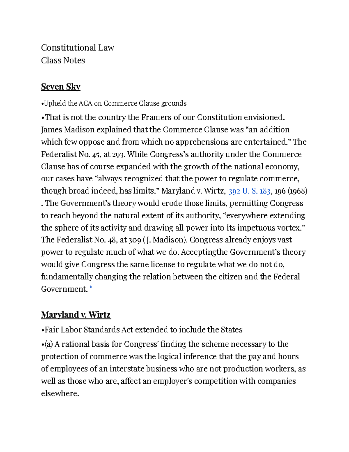 Law 2 - court cases and clauses - Constitutional Law Class Notes Seven ...