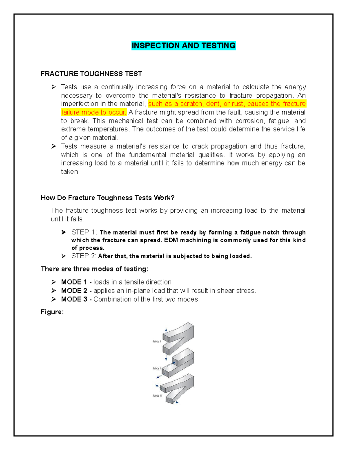 Inspection AND Testing Fracture Toughness Testing - INSPECTION AND ...