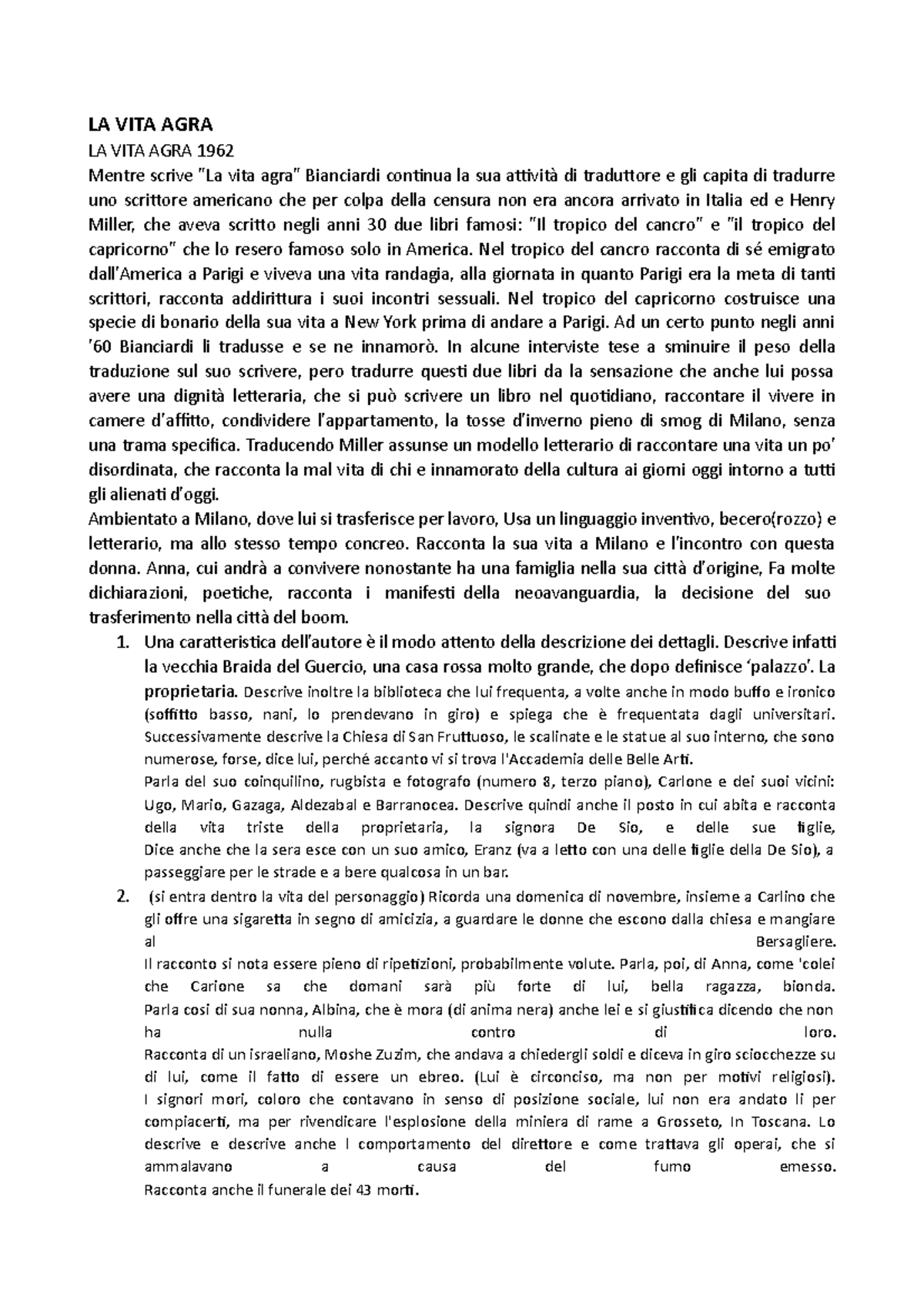 La vita agra - Riassunto del libro "La vita agra" - LA VITA AGRA LA ...