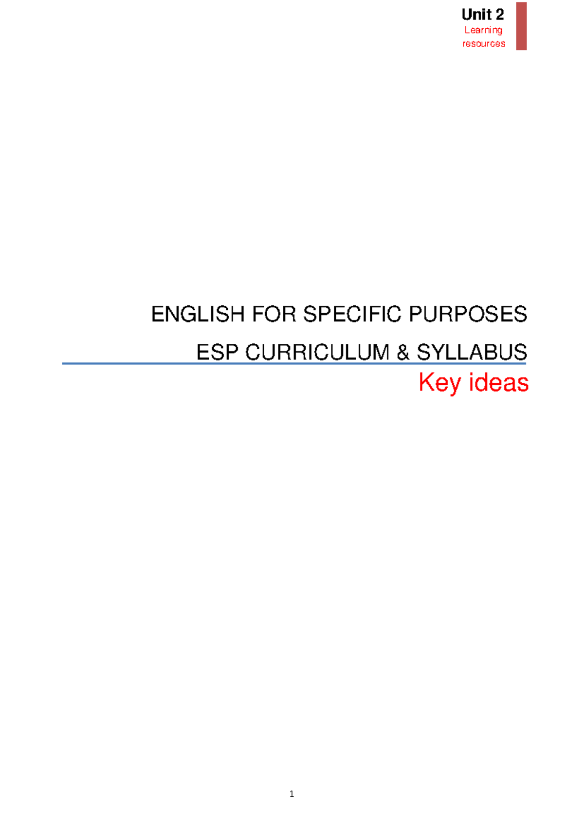 Key Ideas 2 - ESP - Learning resources Key ideas ENGLISH FOR SPECIFIC ...