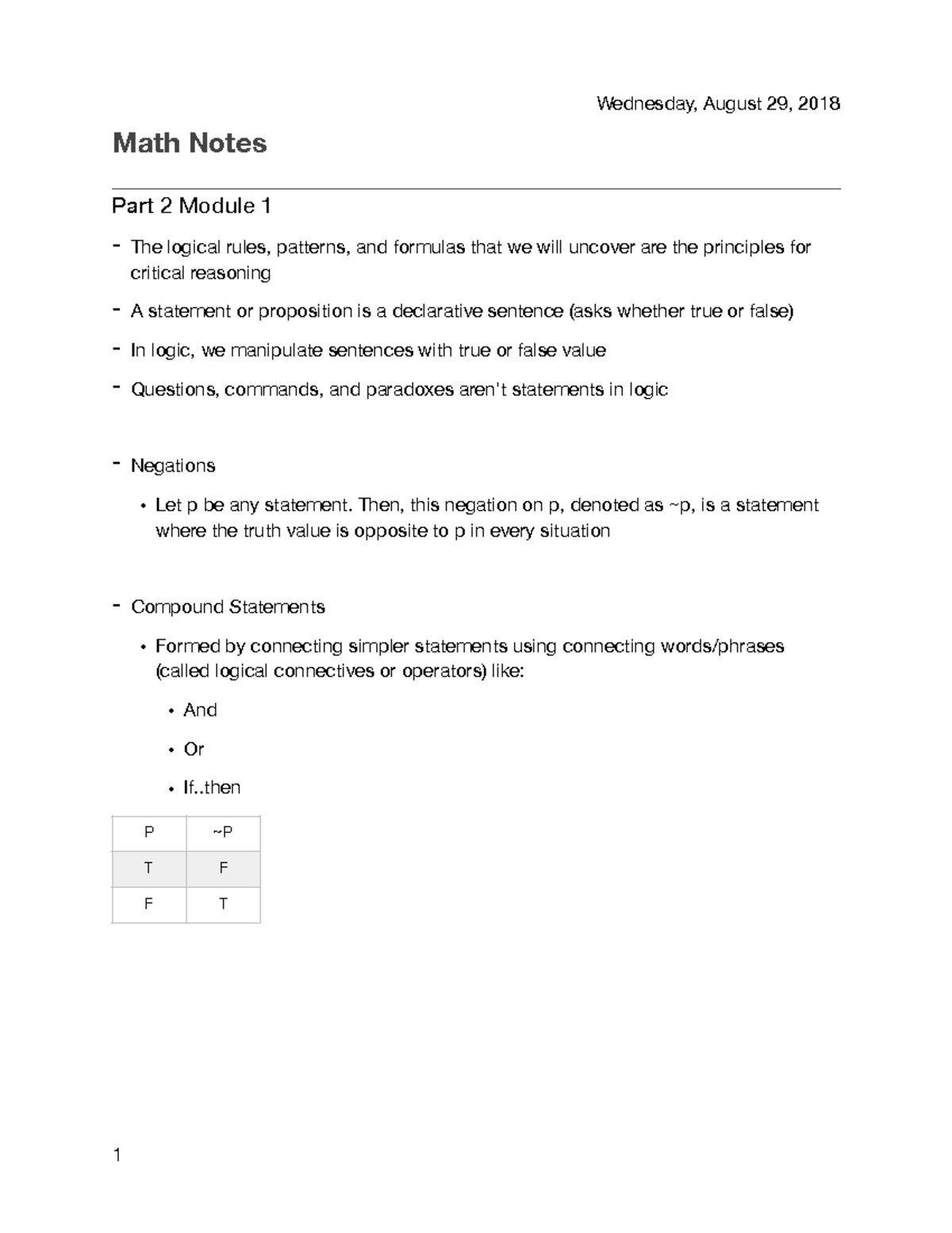 Math Notes P2M1 - Part 2 Module 1 - Wednesday, August 29, 2018 Math ...