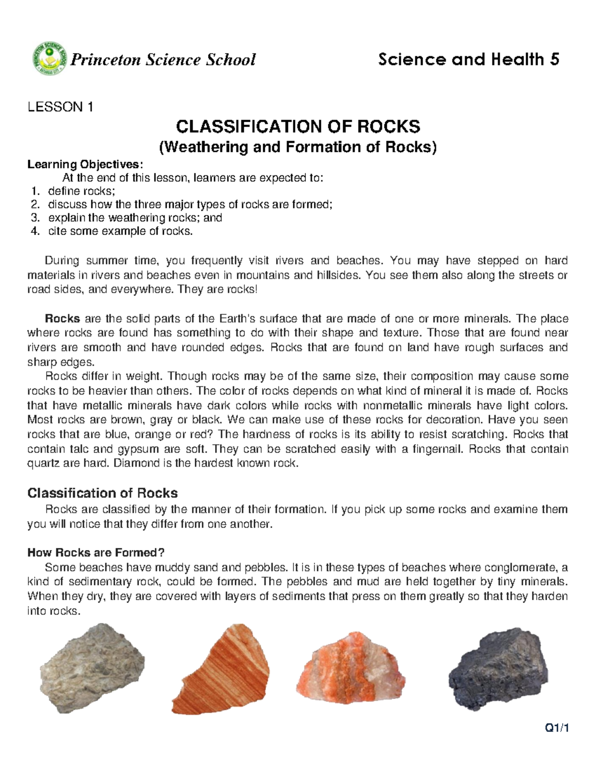 Q4 Science - Lecture notes 1 grade five - LESSON 1 CLASSIFICATION OF ...