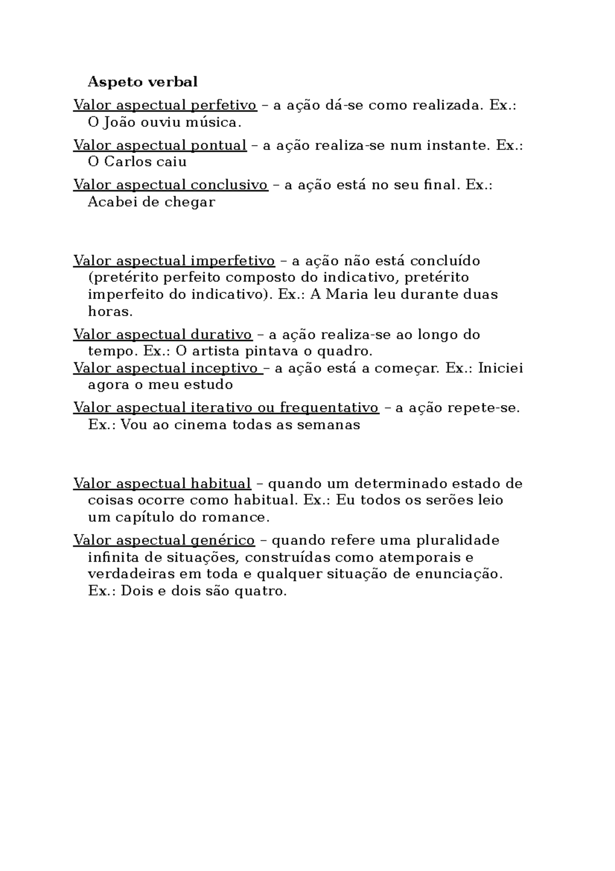 253415866 Valor Aspetual estudar portugues - Aspeto verbal Valor ...