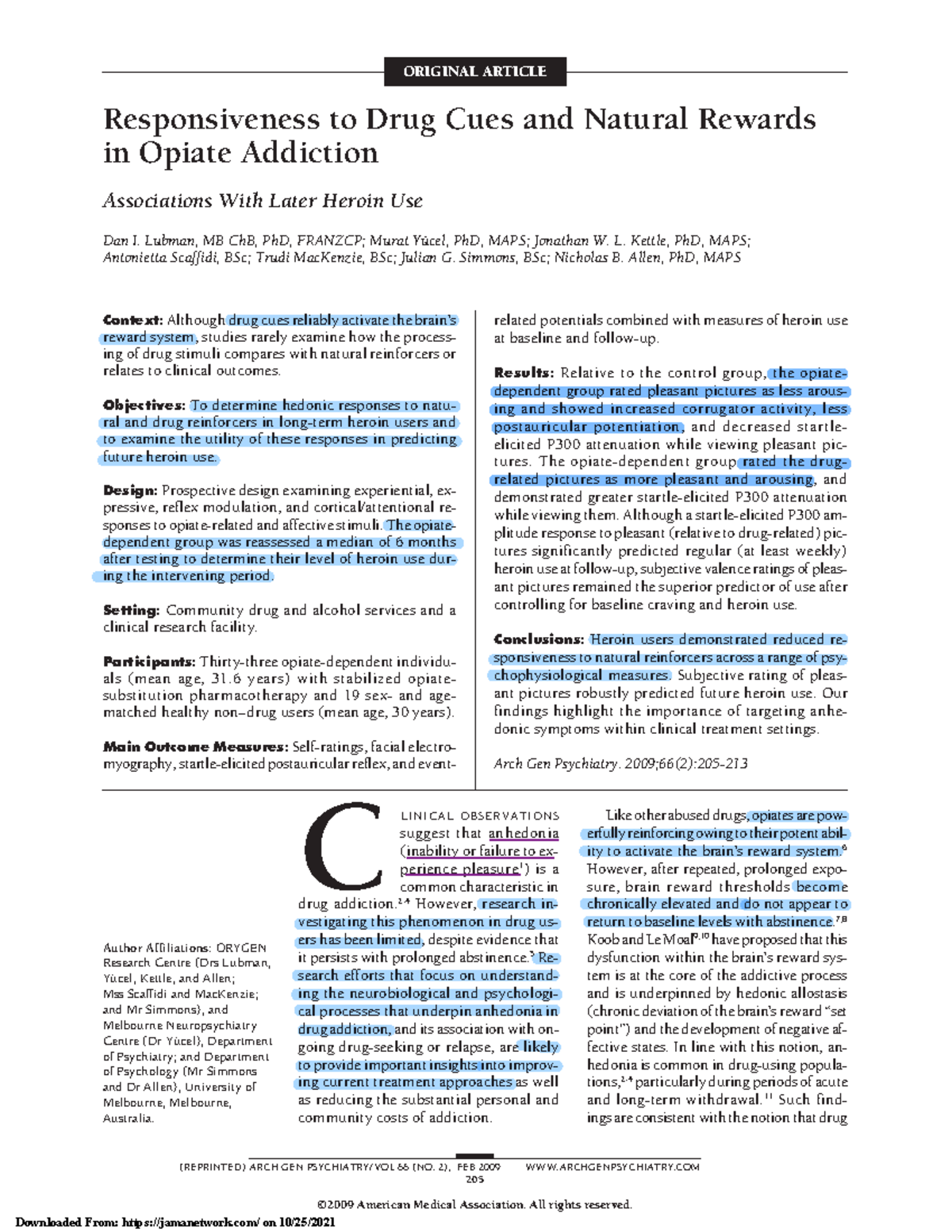 Drug cues and natural rewards - ORIGINAL ARTICLE Responsiveness to Drug ...