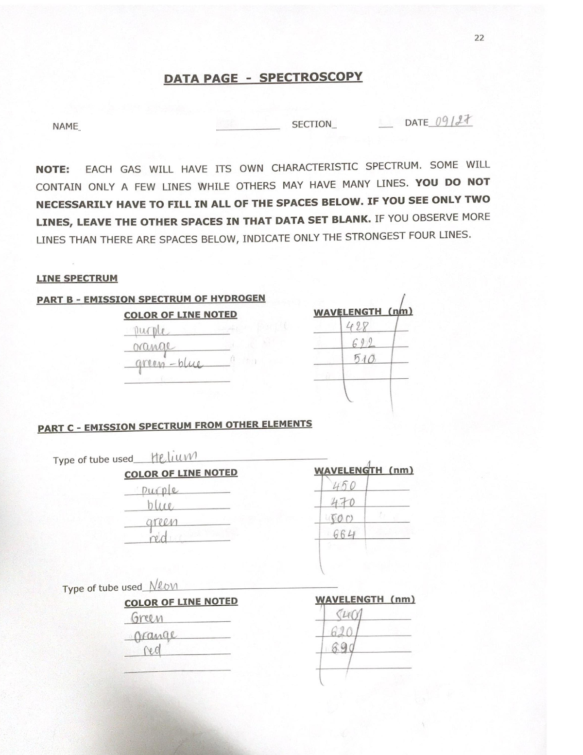 Lab 1 - Spectroscopy - Experiment #1 – Spectroscopy Iris Nguyen-Ho CHEM ...