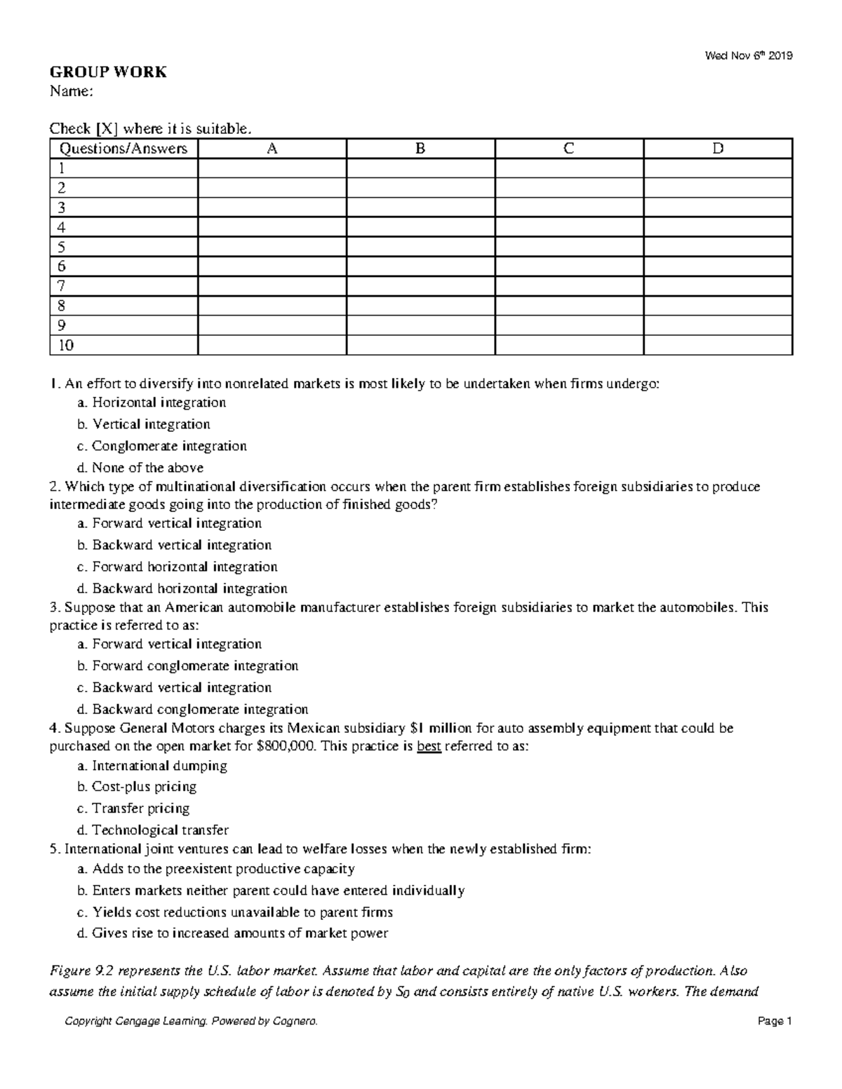 Exer 6 - chap 9 (Cengage) - Wed Nov 6th 2019 Copyright Cengage Learning ...