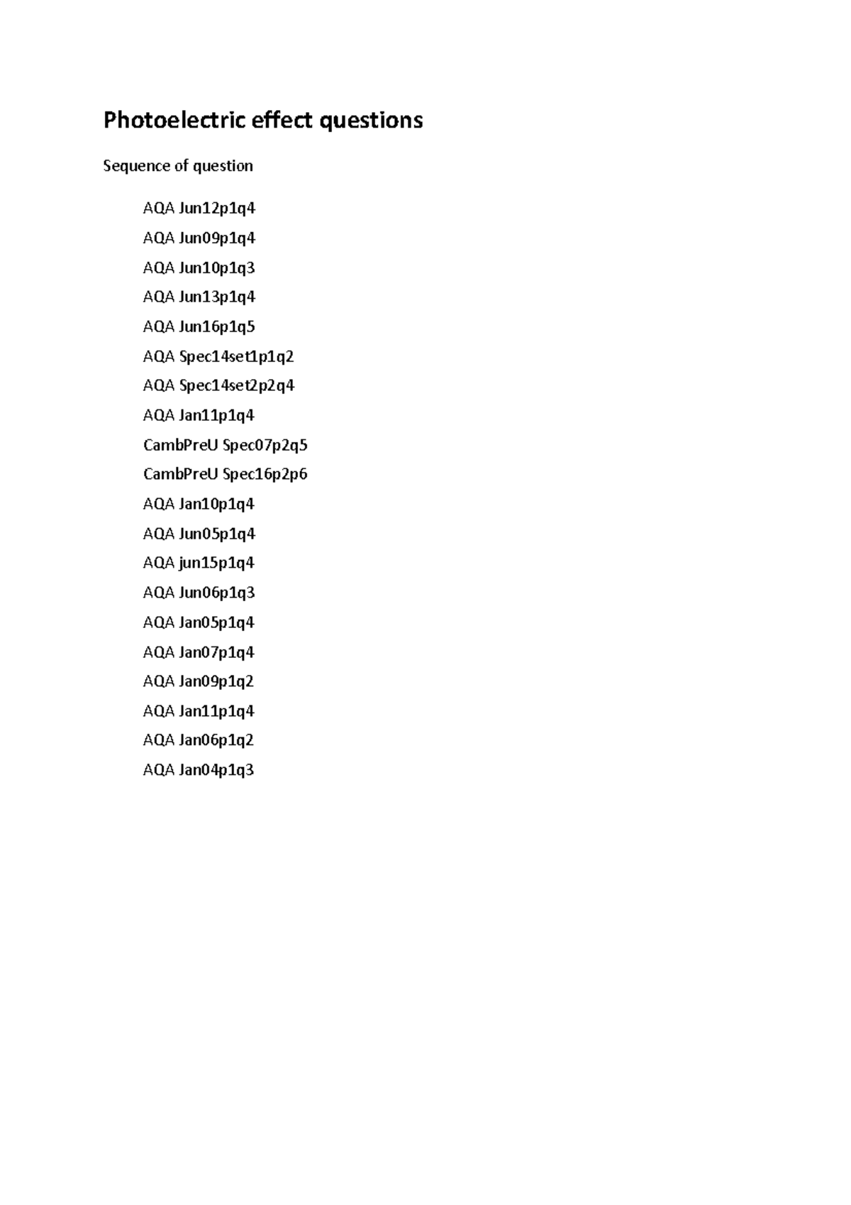 Photoelectric exam questions - Photoelectric effect questions AQA ...