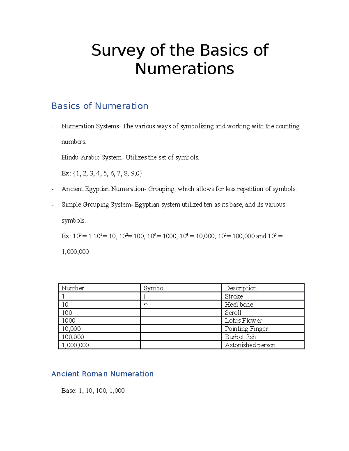 Survey of Numeration Basics - Studocu